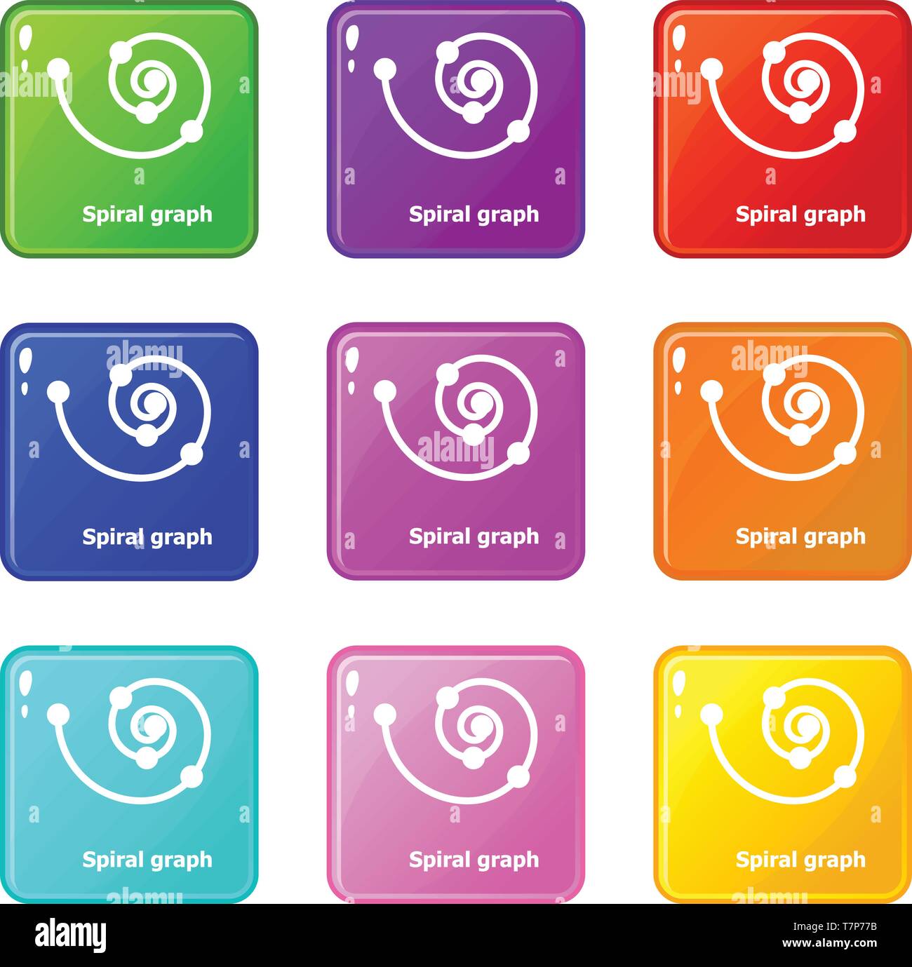 Spiral graph icons set 9 color collection Stock Vector Image & Art - Alamy
