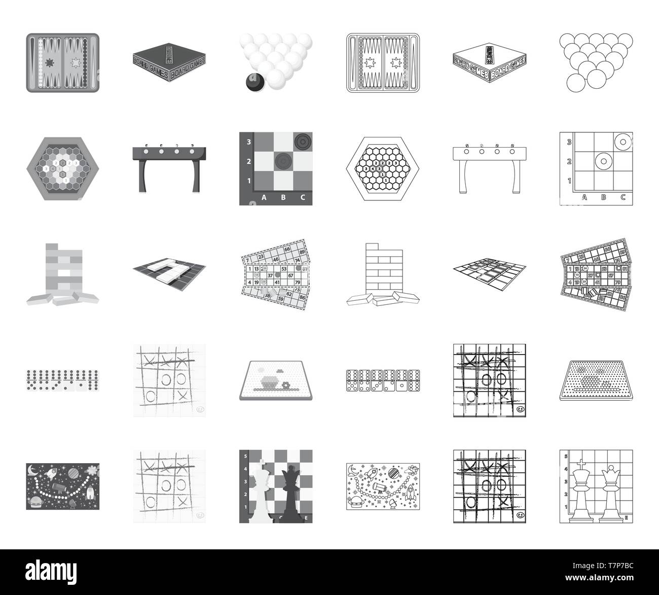 Board game mono,outline icons in set collection for design. Game and ...