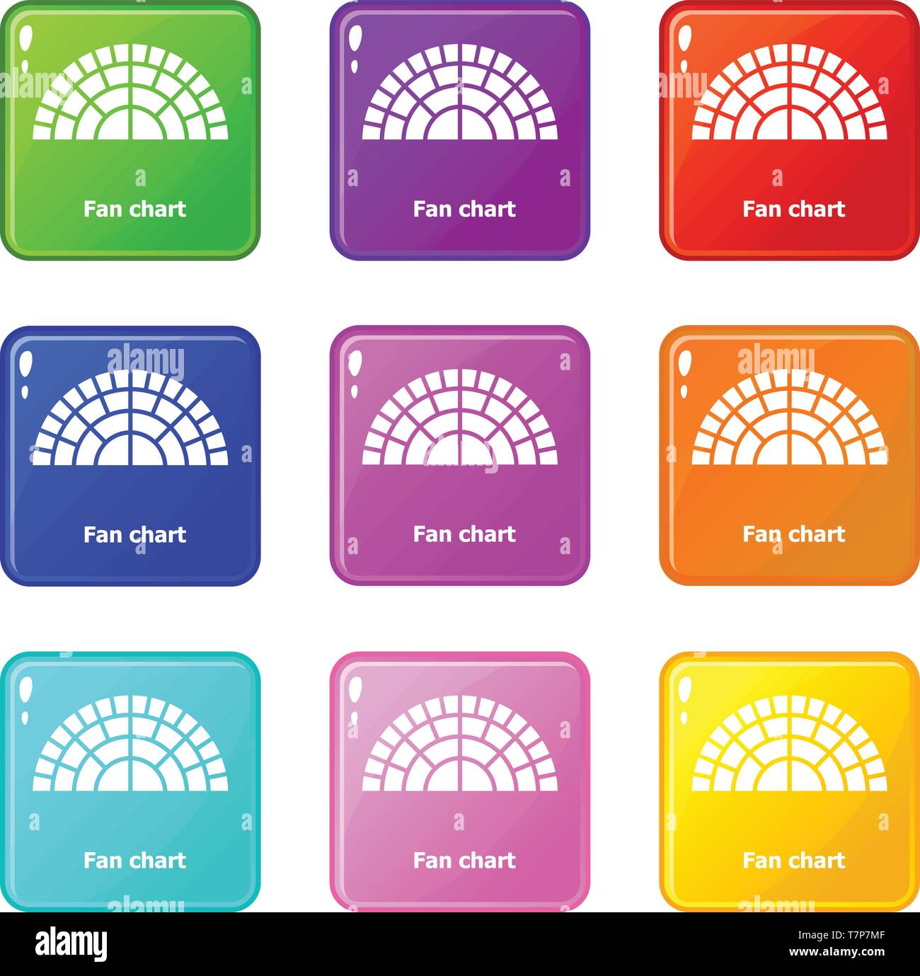 Fan chart icons set 9 color collection Stock Vector Image & Art - Alamy