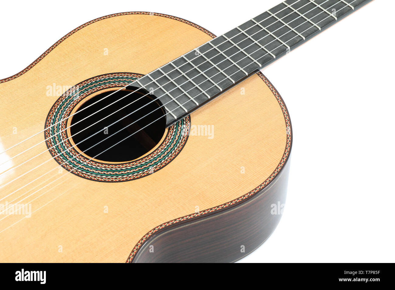 Beautiful classic guitar isolated on white background Stock Photo - Alamy