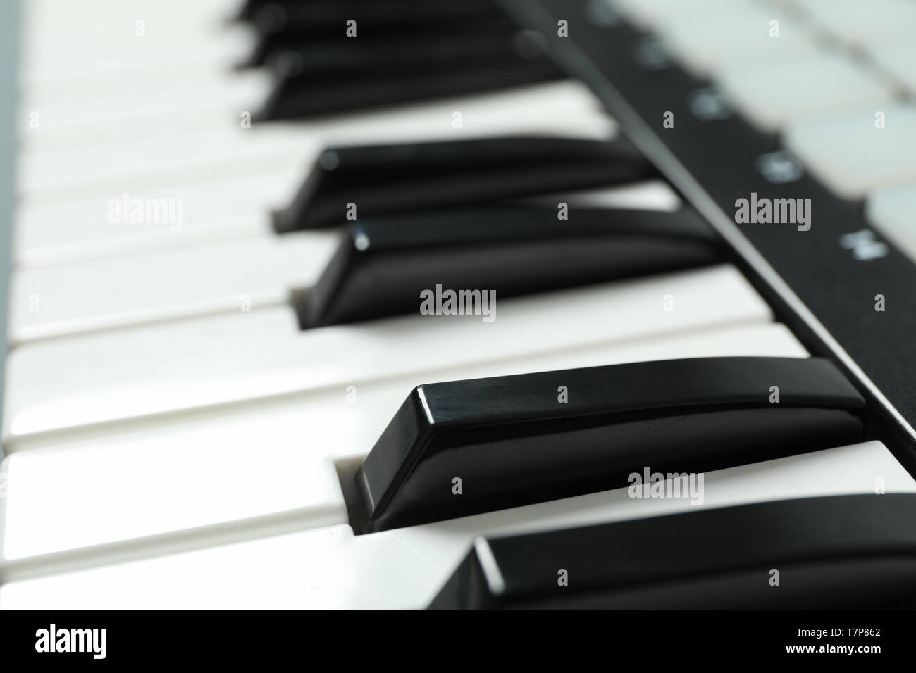 Portative modern midi keyboard as background, closeup Stock Photo - Alamy