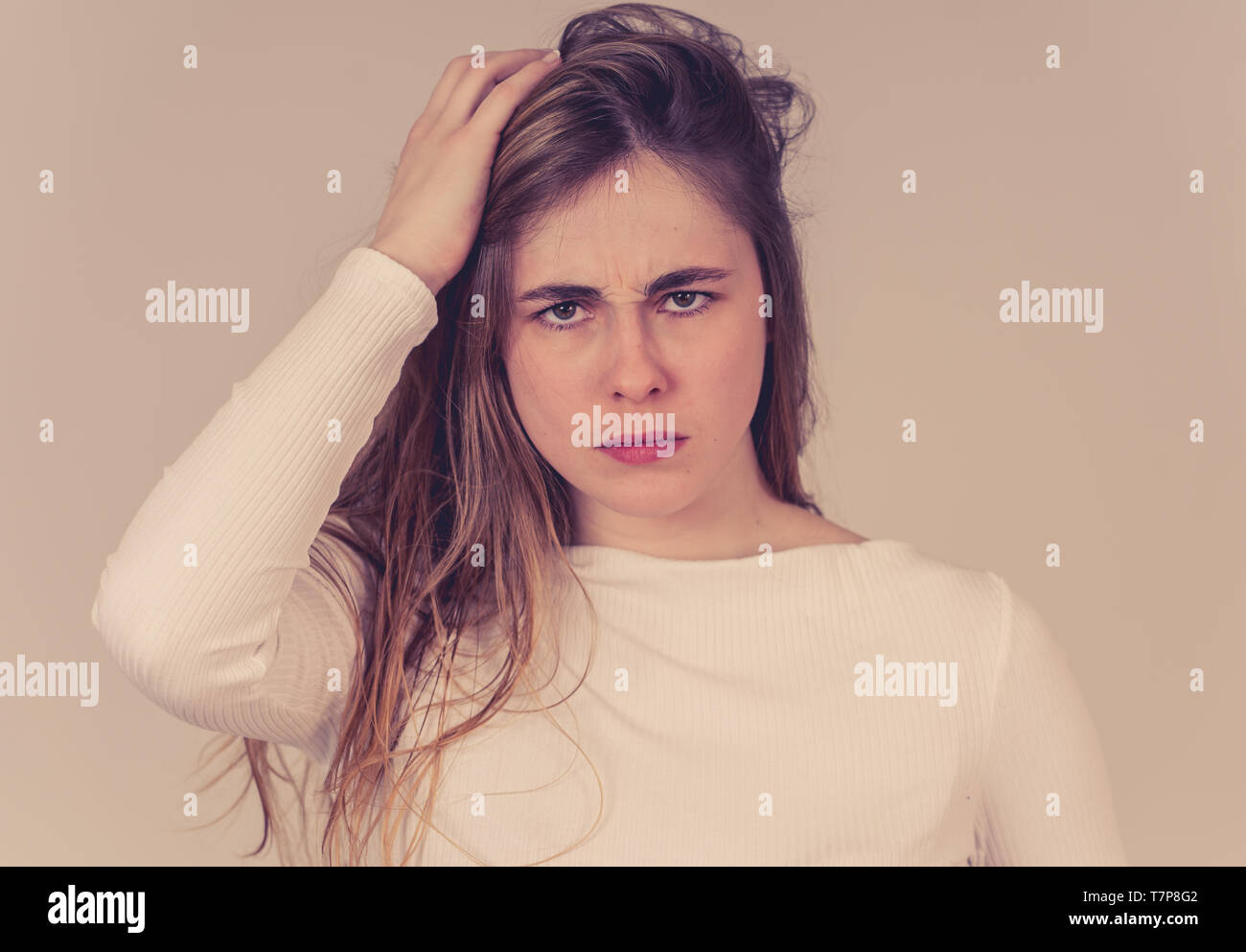 Annoyed irritated young teenager girl looking angry and mad. Feeling ...