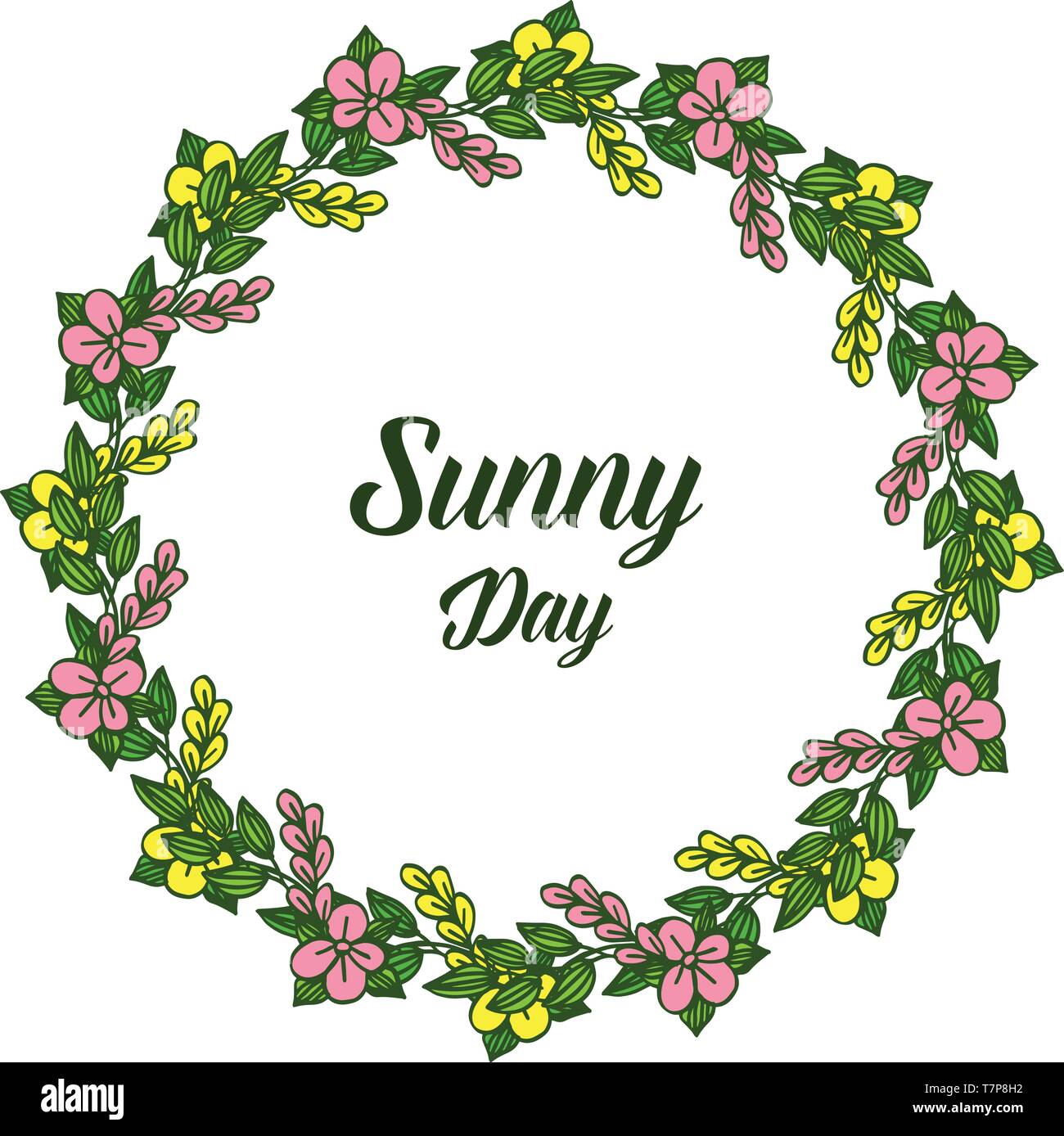 Vector illustration various shape flower frame for banner sunny day ...