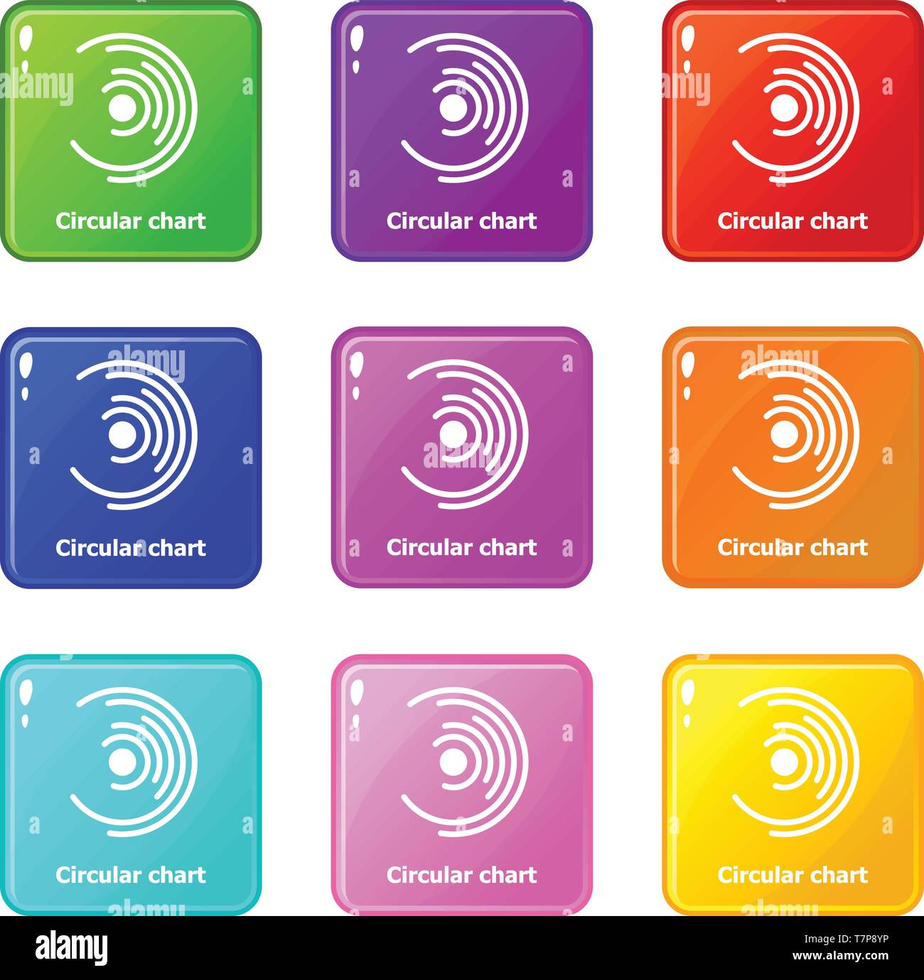 Circular chart icons set 9 color collection Stock Vector Image & Art ...
