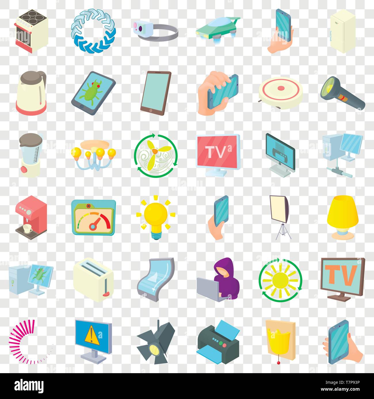 Electricity screen icons set, cartoon style Stock Vector Image & Art ...