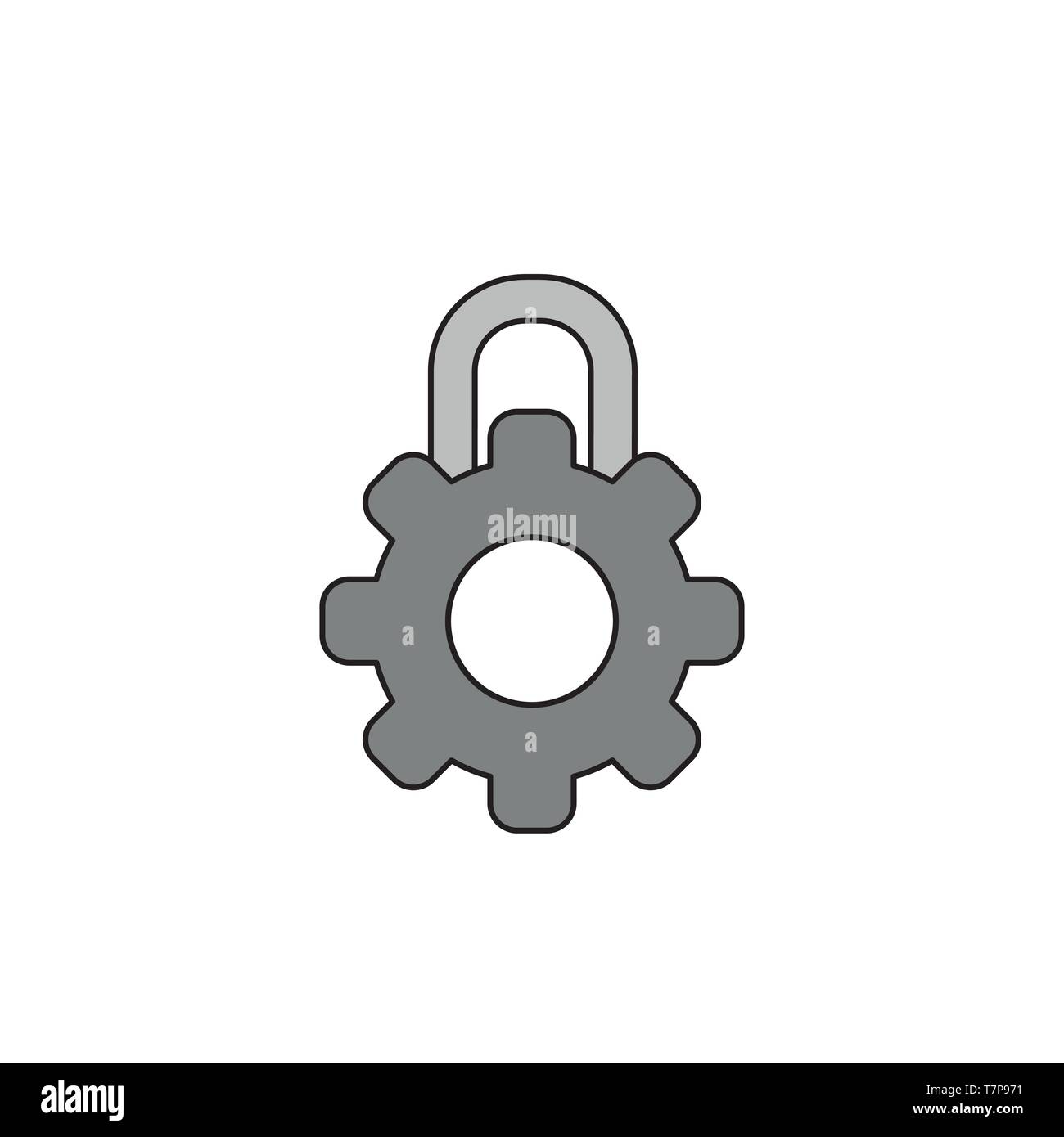 Vector icon concept of grey gear shaped closed padlock Stock Vector ...