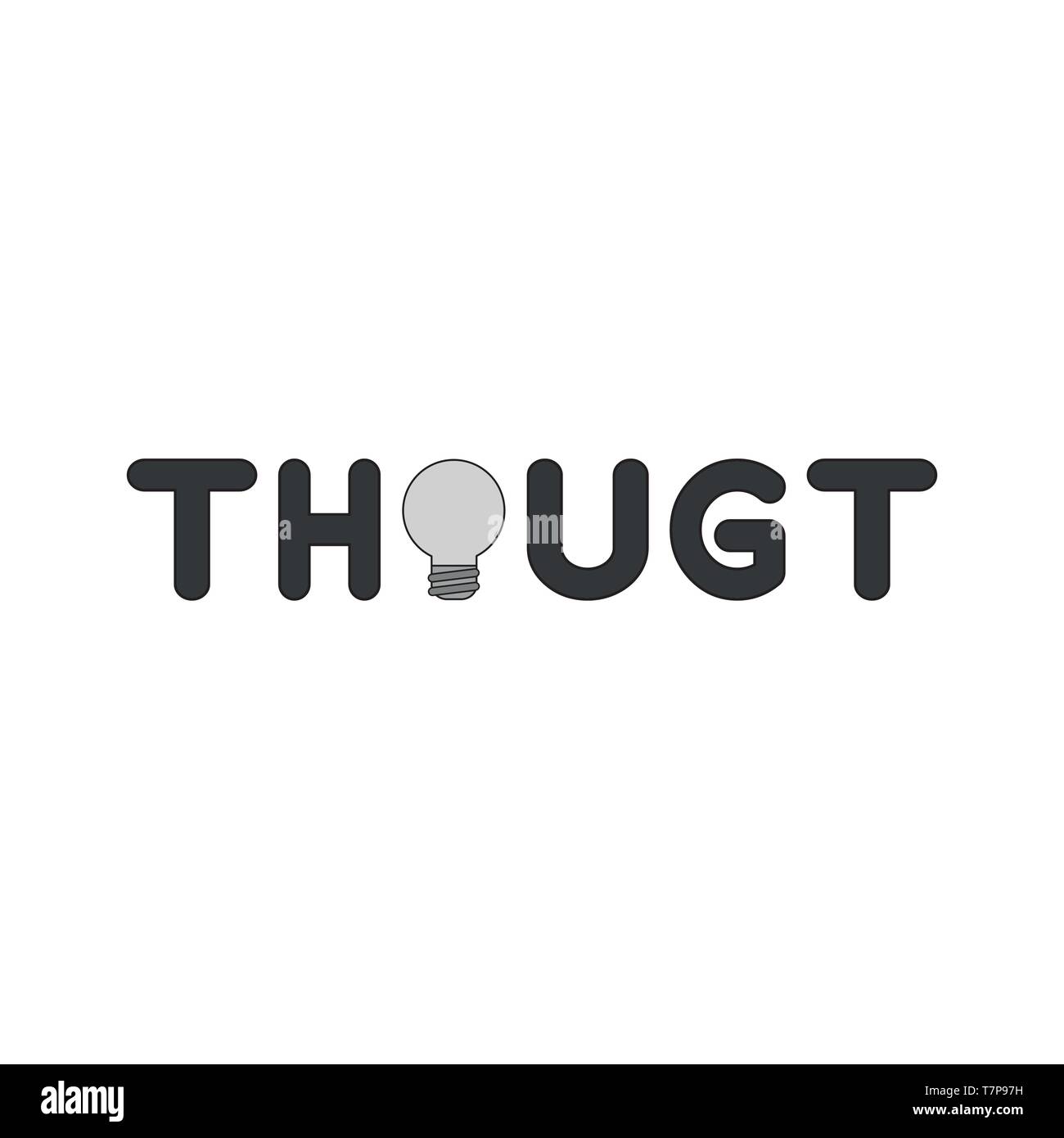 Vector icon concept of thought word with grey light bulb Stock Vector ...