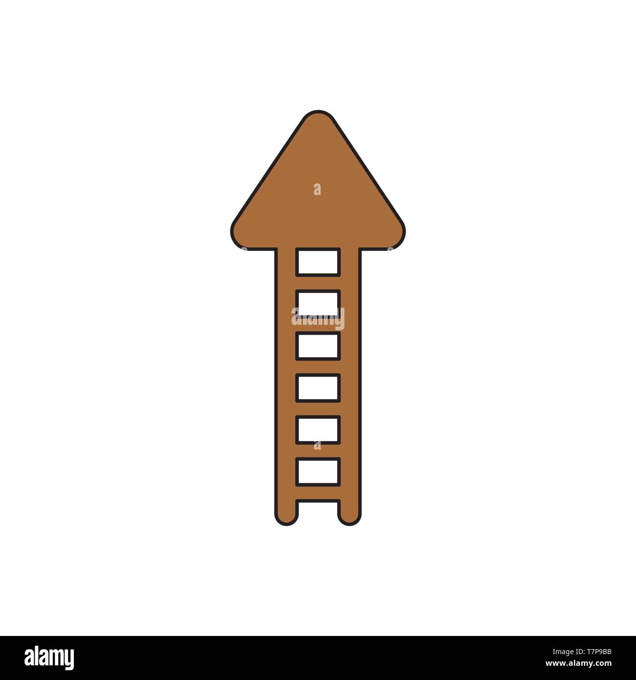 Vector icon concept of wooden ladder with arrow showing up Stock Vector ...