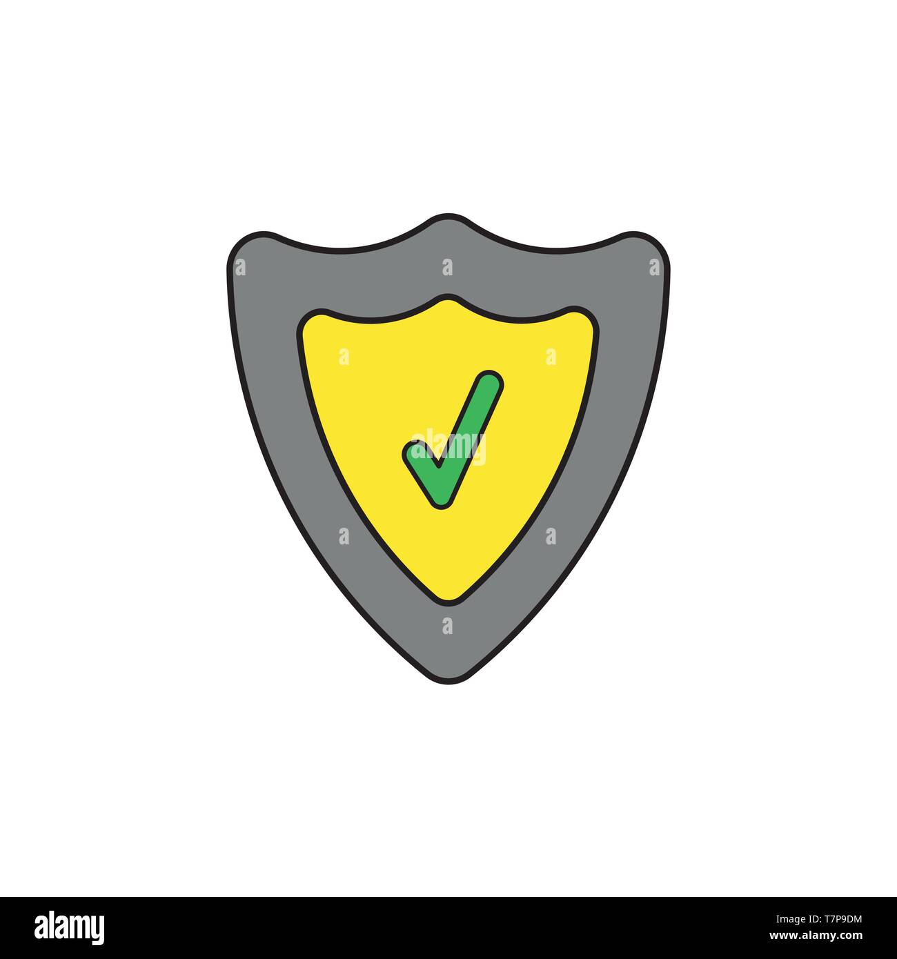 Vector icon concept of shield guard with green check mark Stock Vector ...
