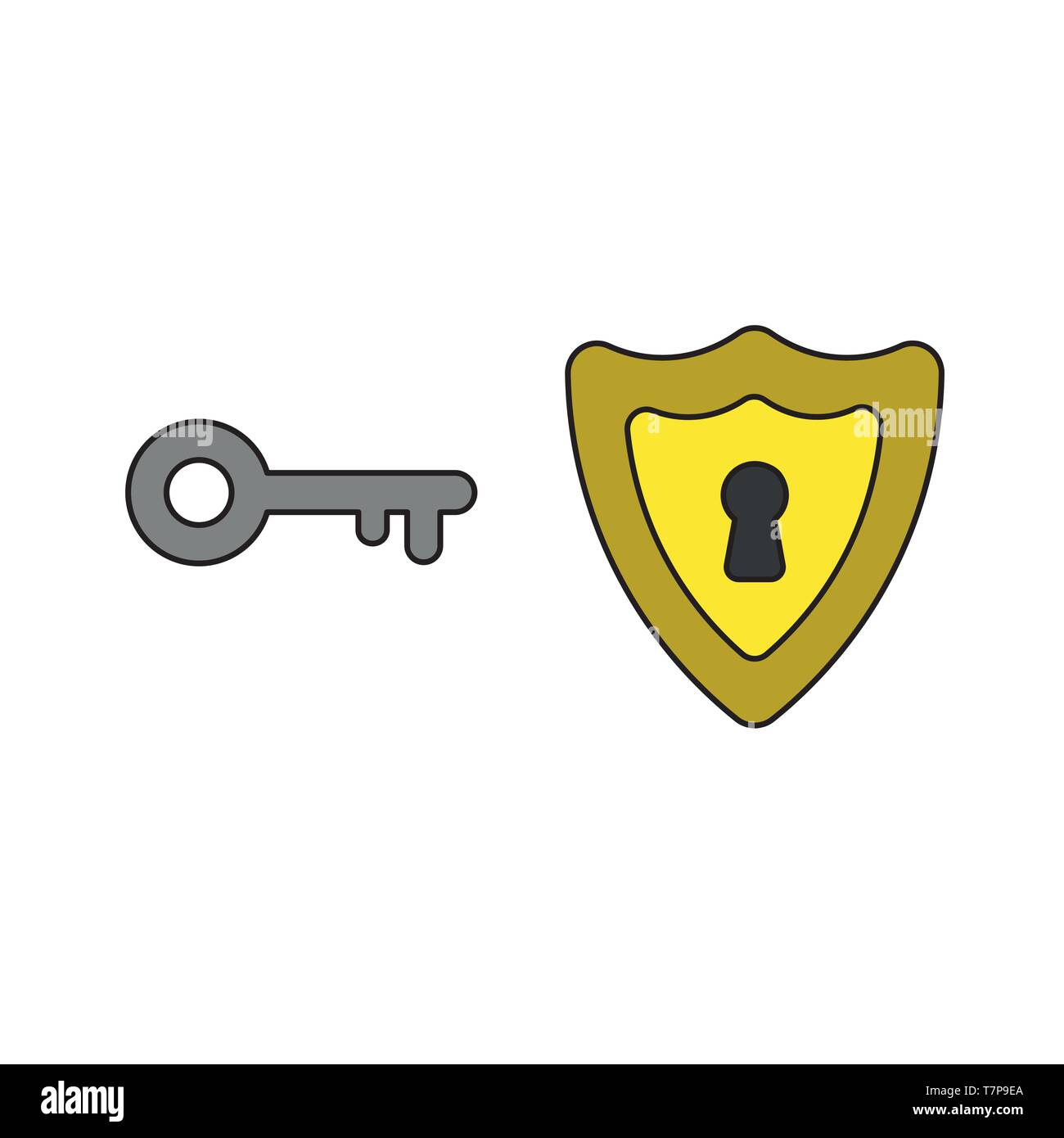 Vector icon concept of keyhole inside shield guard with key Stock ...