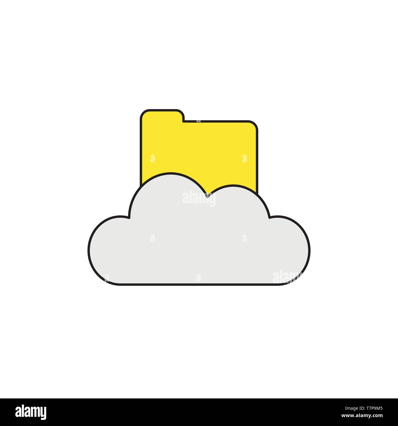 Vector icon concept of yellow closed file folder on grey cloud Stock ...
