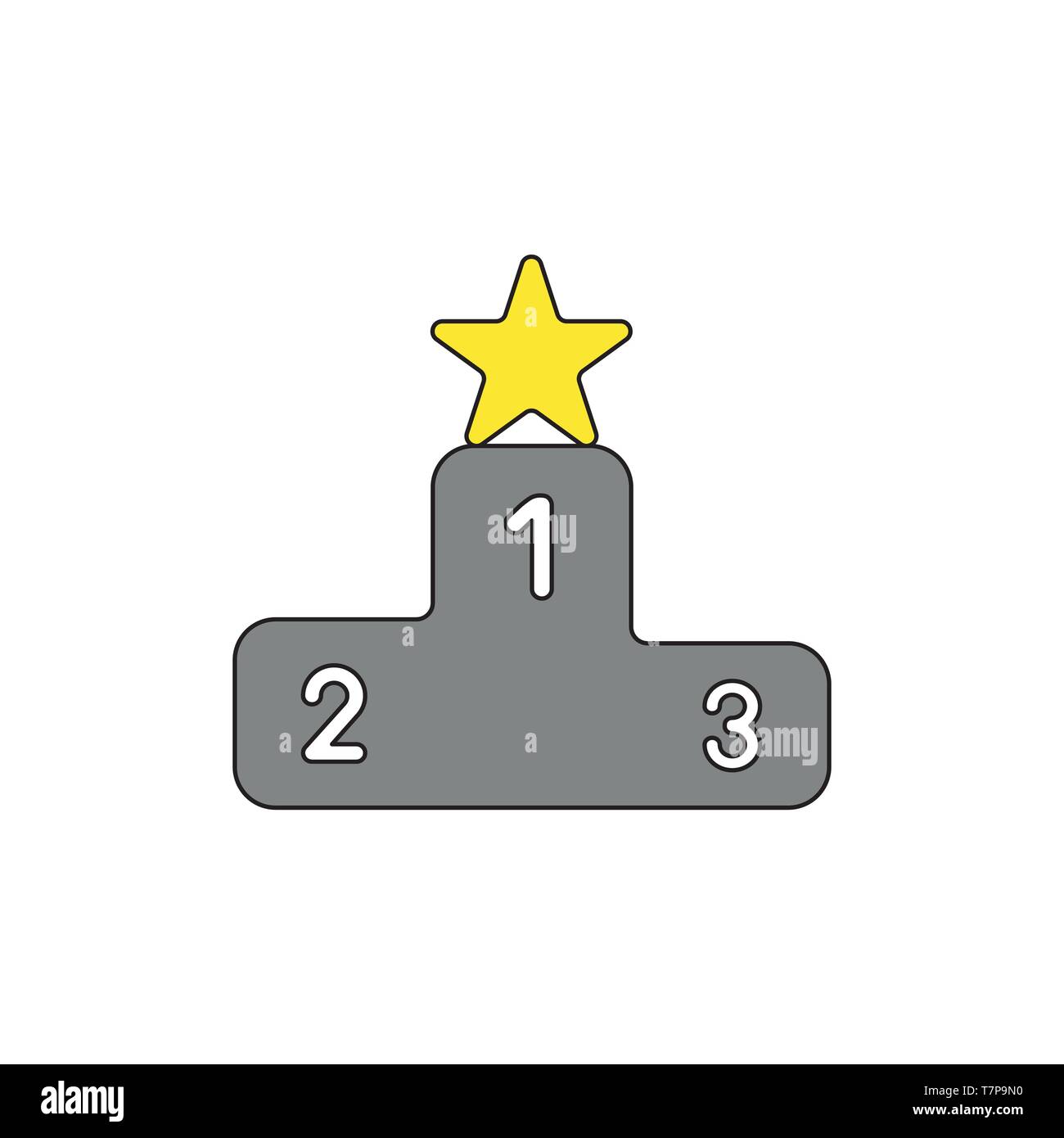 Vector icon concept of yellow star on first place of winners podium ...