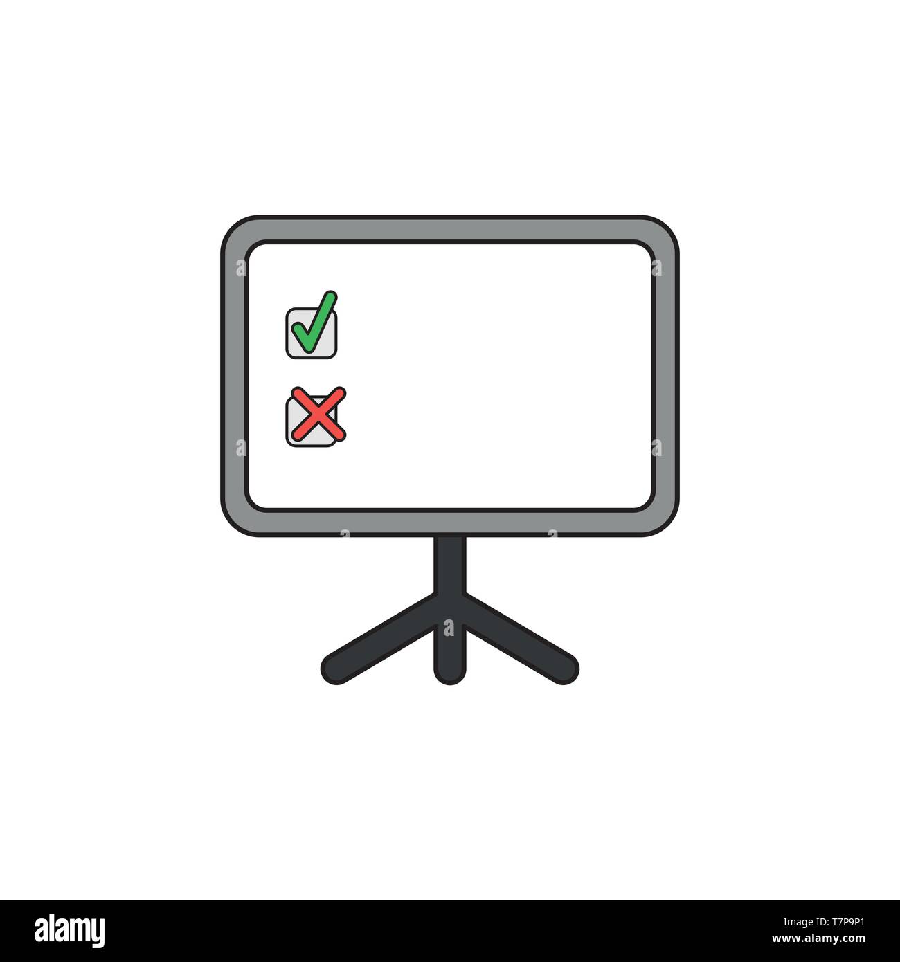 Vector icon concept of green check mark and red x mark inside ...