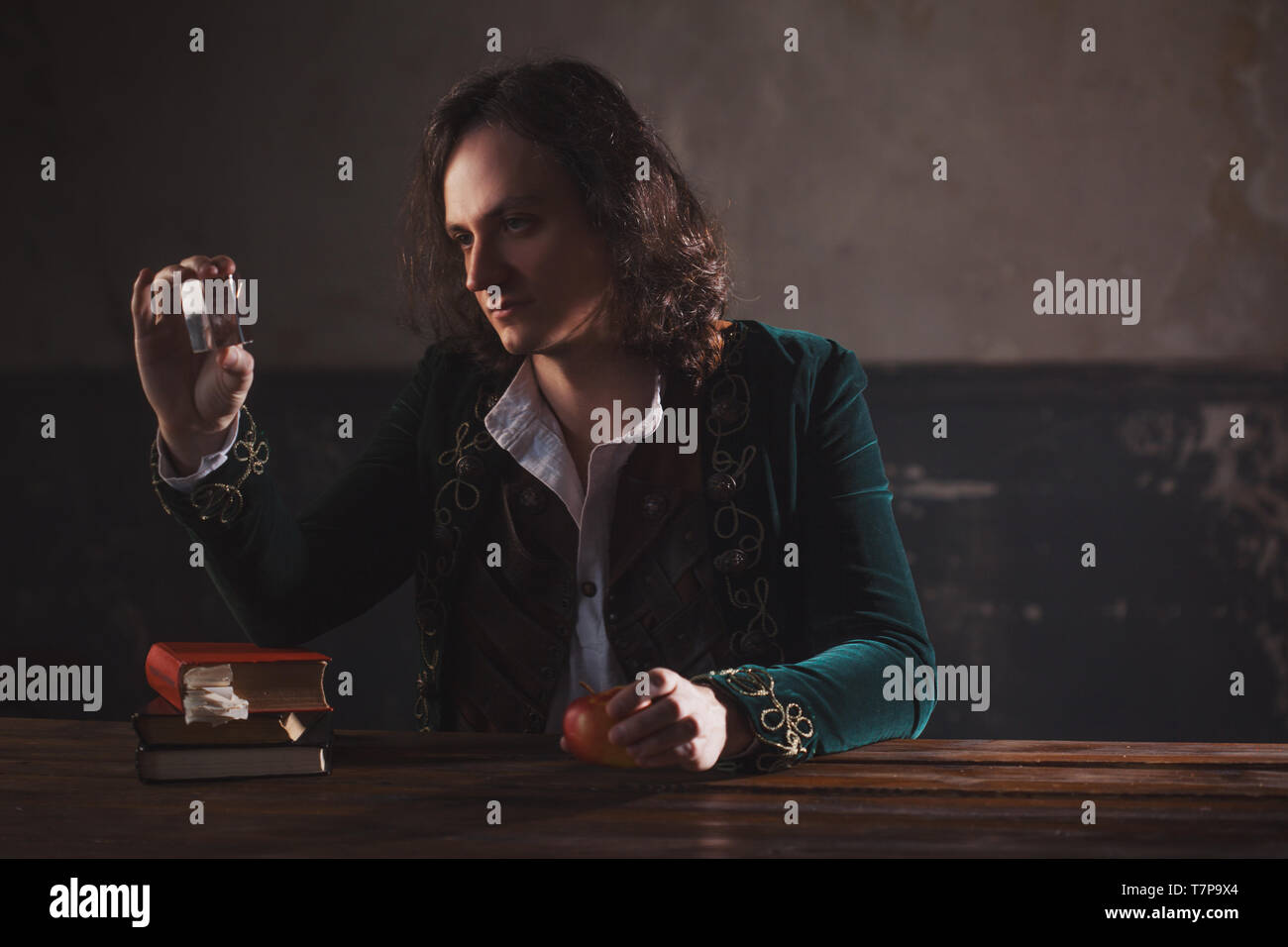 History of science, concept. Isaac Newton and physics. The science of ...