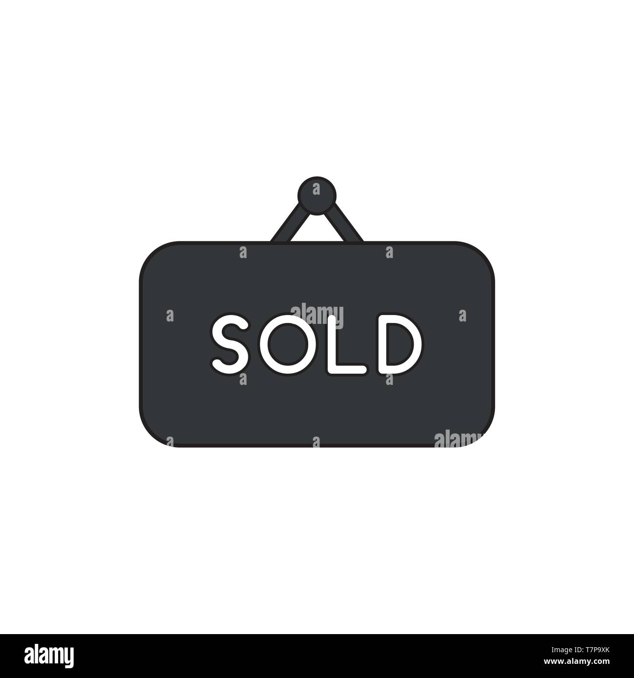 Vector icon concept of sold word written on black hanging sign Stock ...