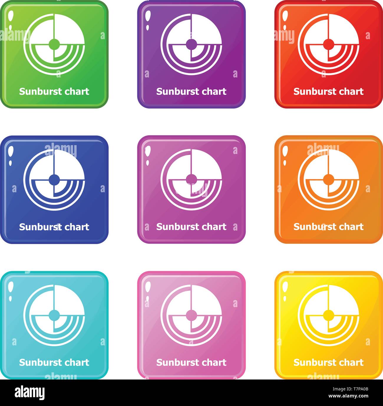 Sunburst chart icons set 9 color collection Stock Vector Image & Art ...