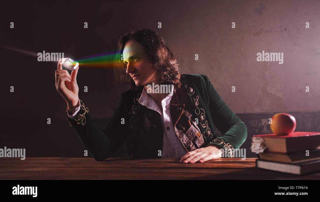 History of science, concept. Isaac Newton and physics. The science of ...