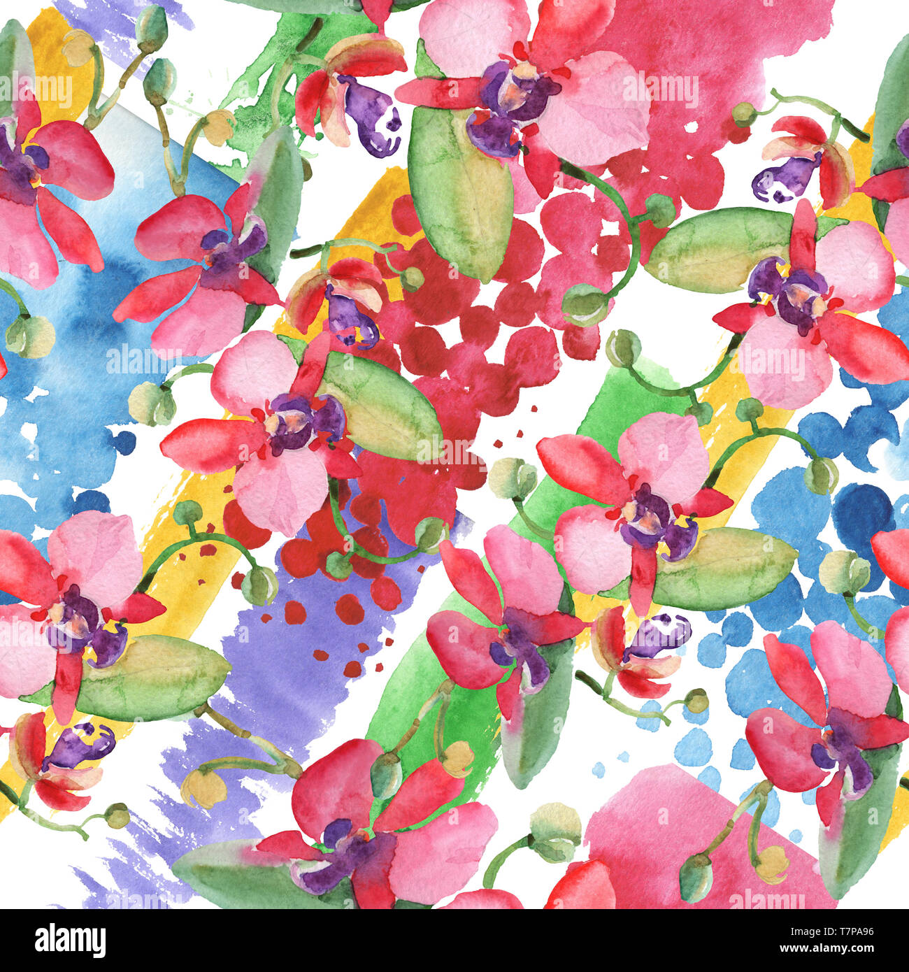 Orchid bouquets floral botanical flowers. Watercolor background ...