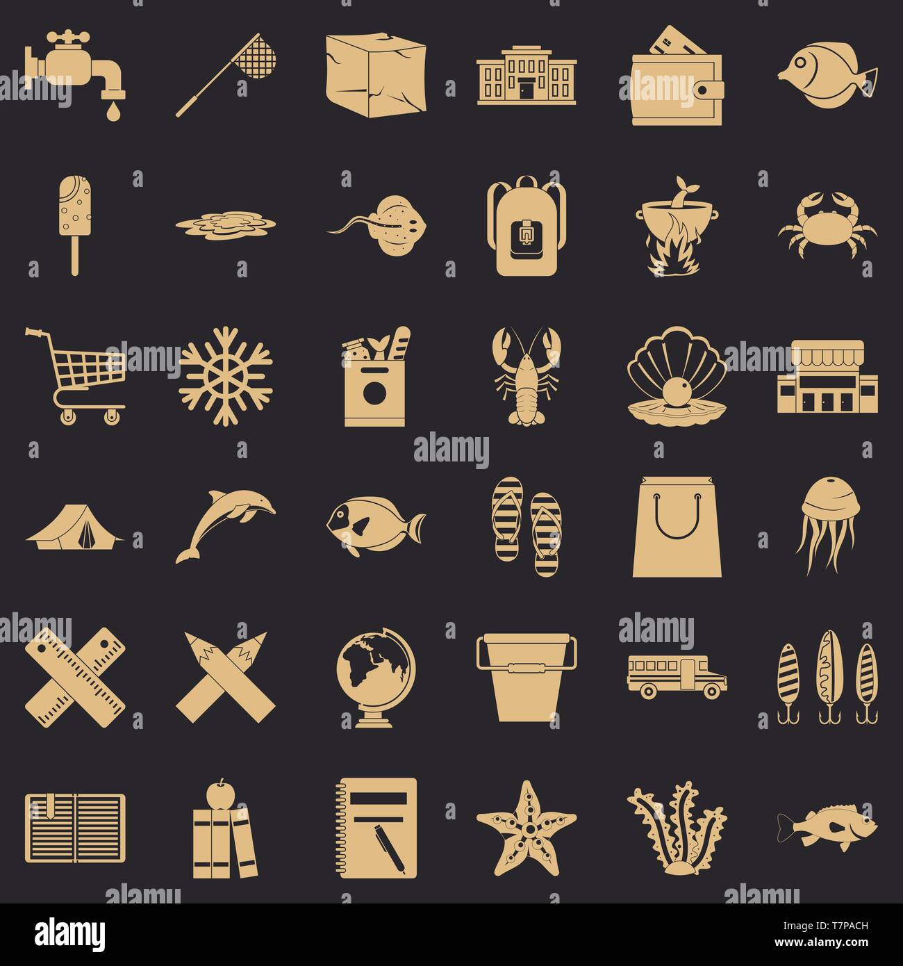 Fishing icons set, simle style Stock Vector Image & Art - Alamy