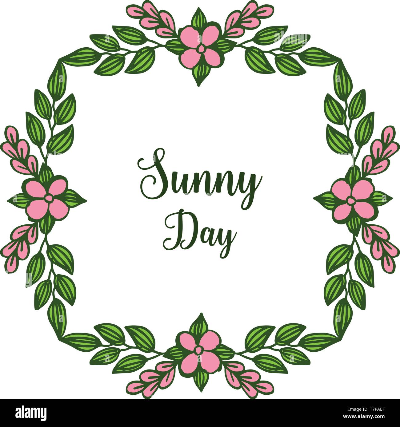 Vector illustration greeting card sunny day with decoration of wreath ...