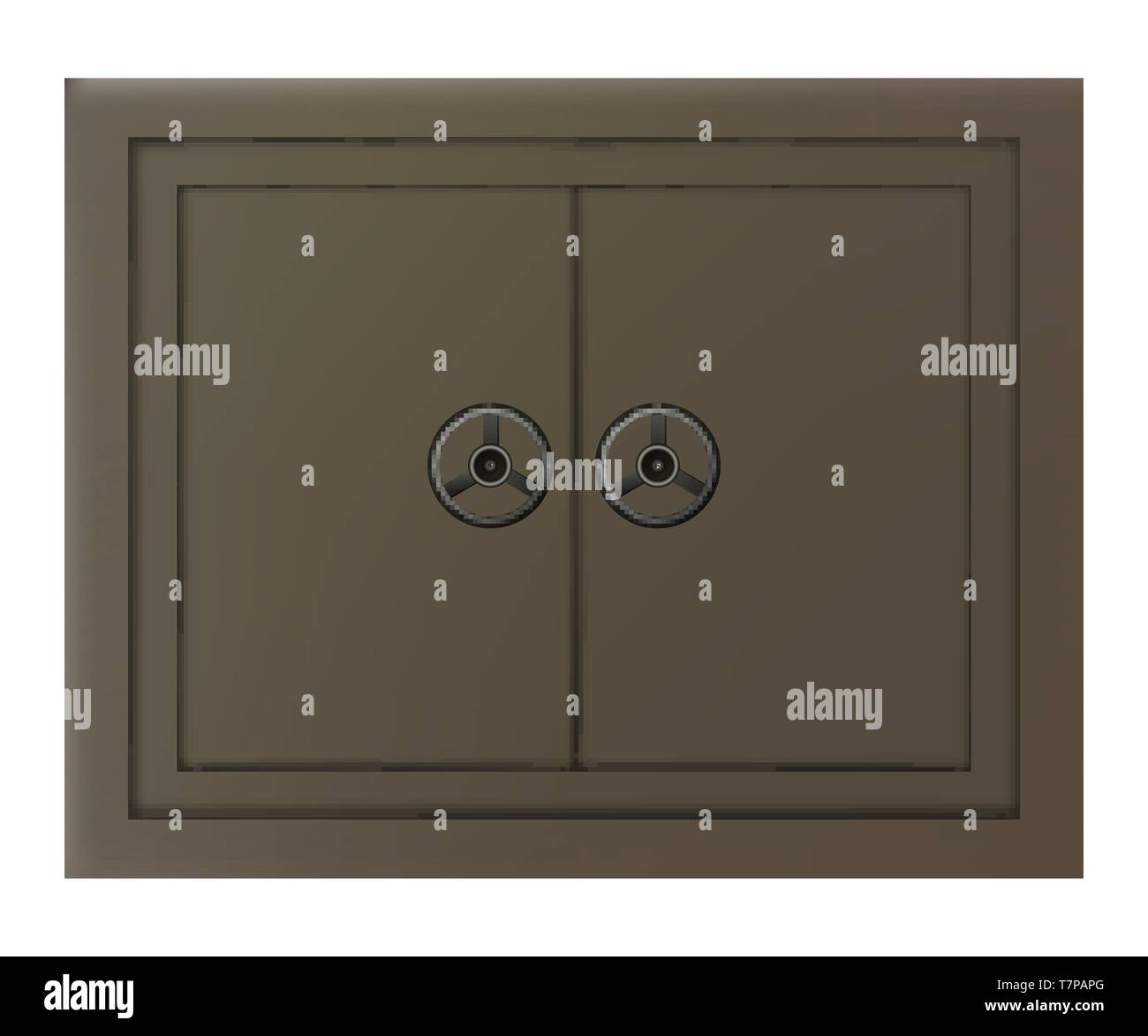 Door with safe lock. Vector illustration. The entrance to the secret ...