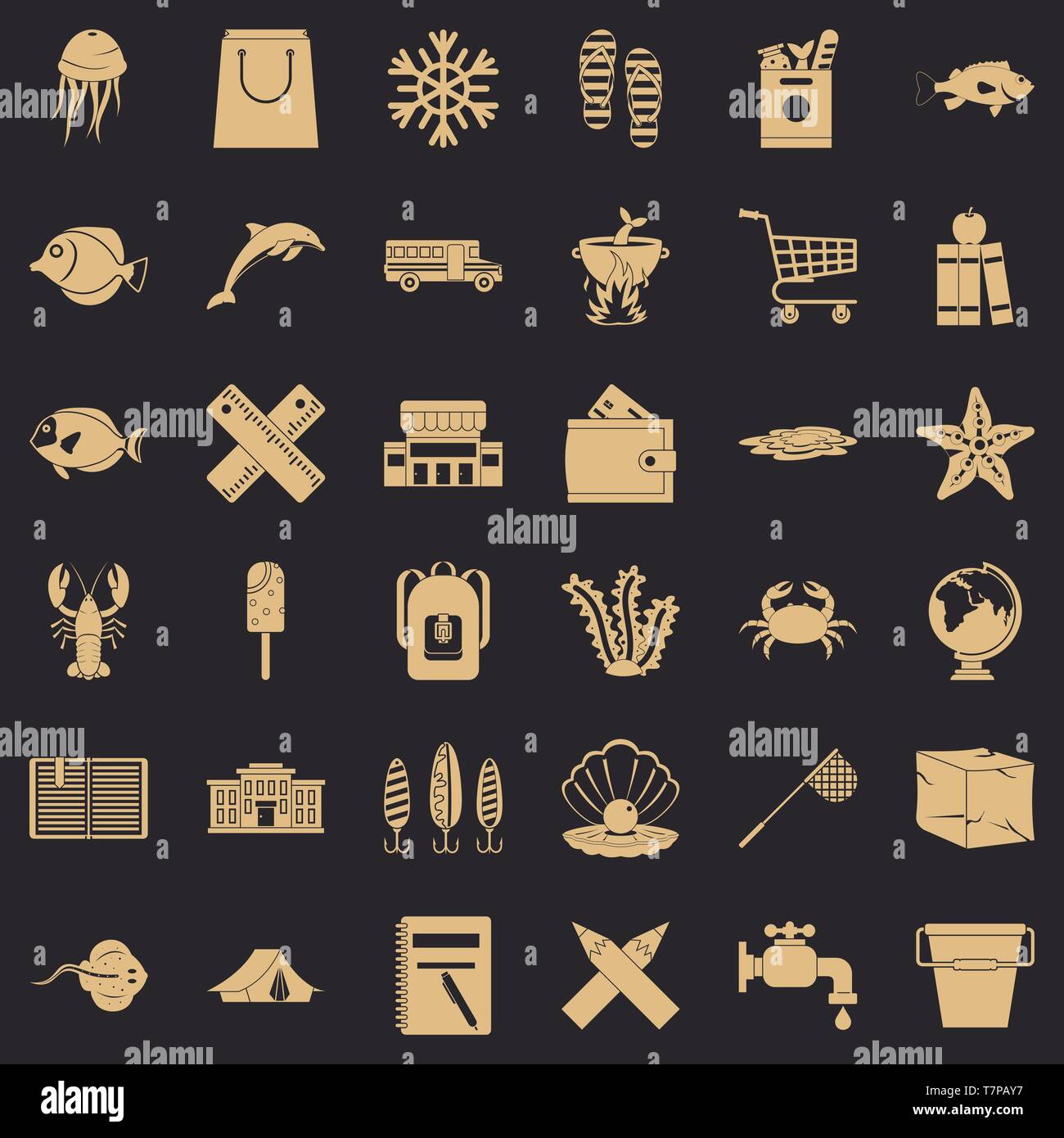 Fish icons set, simle style Stock Vector Image & Art - Alamy