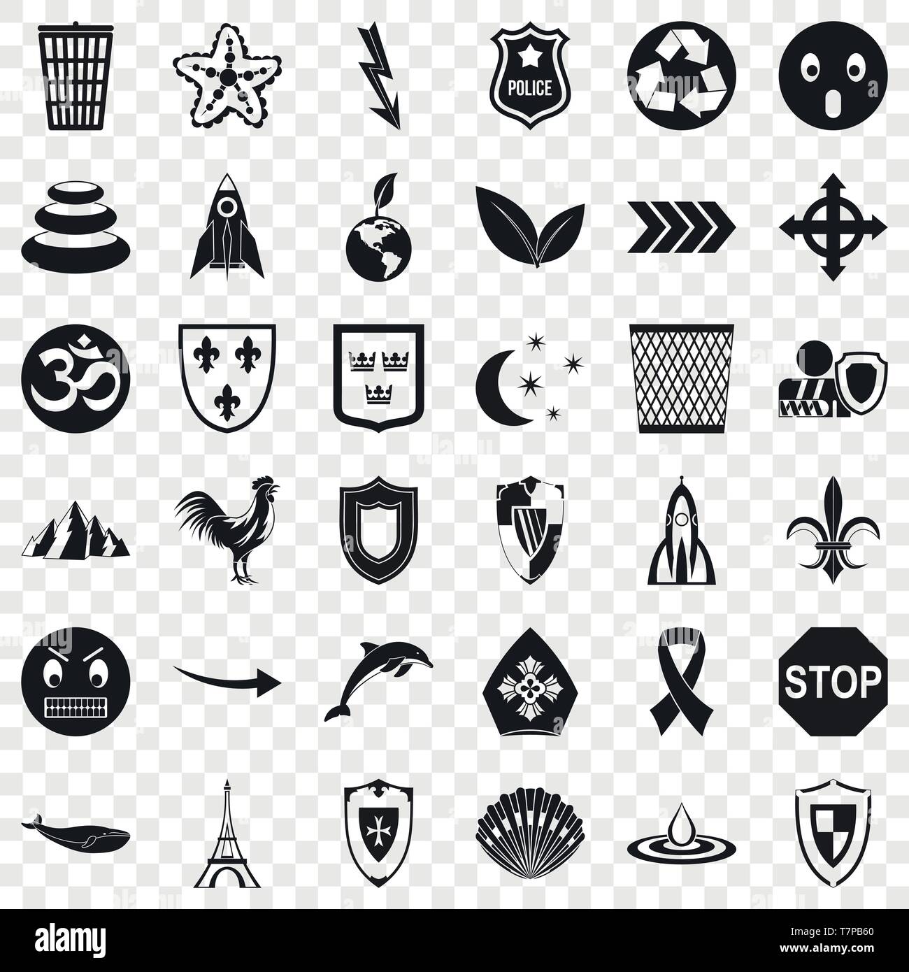 Shield emblem icons set, simple style Stock Vector Image & Art - Alamy