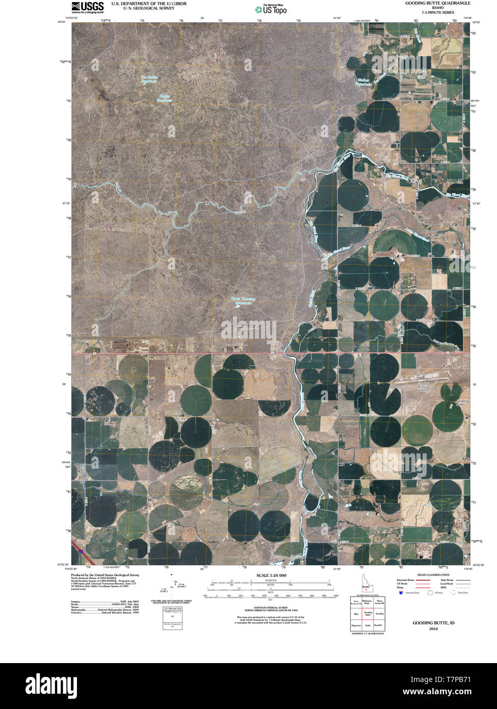 USGS TOPO Map Idaho ID Gooding Butte 20101115 TM Restoration Stock ...