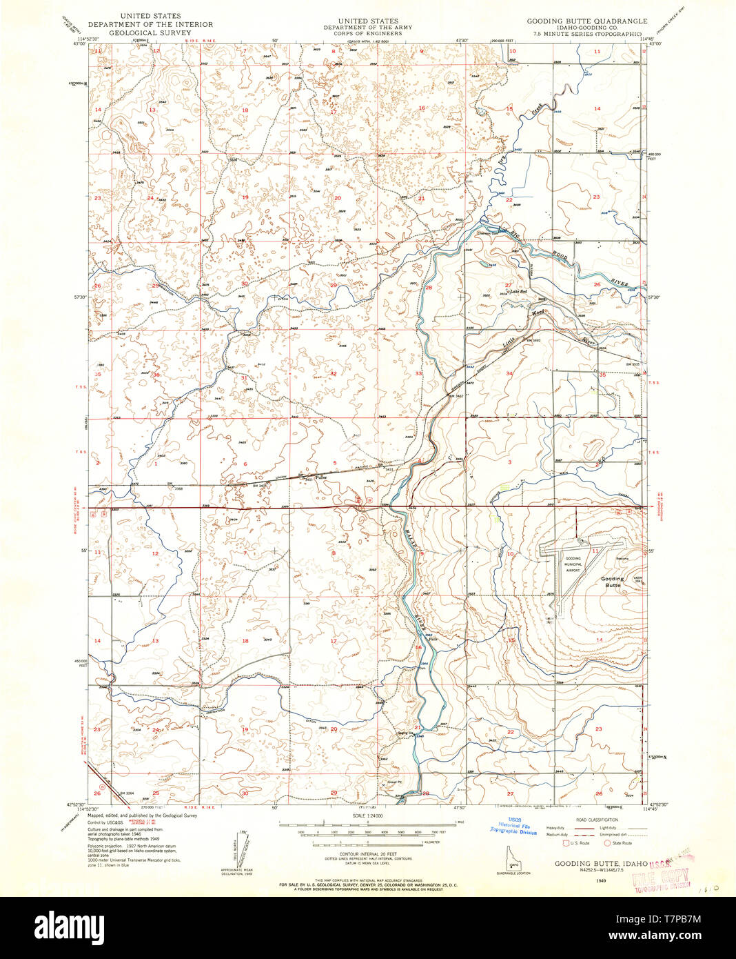 USGS TOPO Map Idaho ID Gooding Butte 236245 1949 24000 Restoration ...