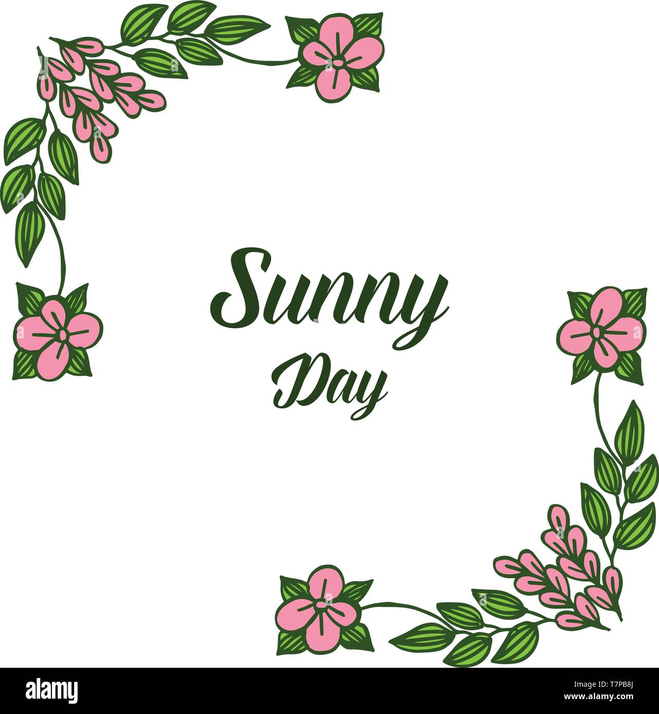 Vector illustration leaf flower frame for invitation sunny day hand ...