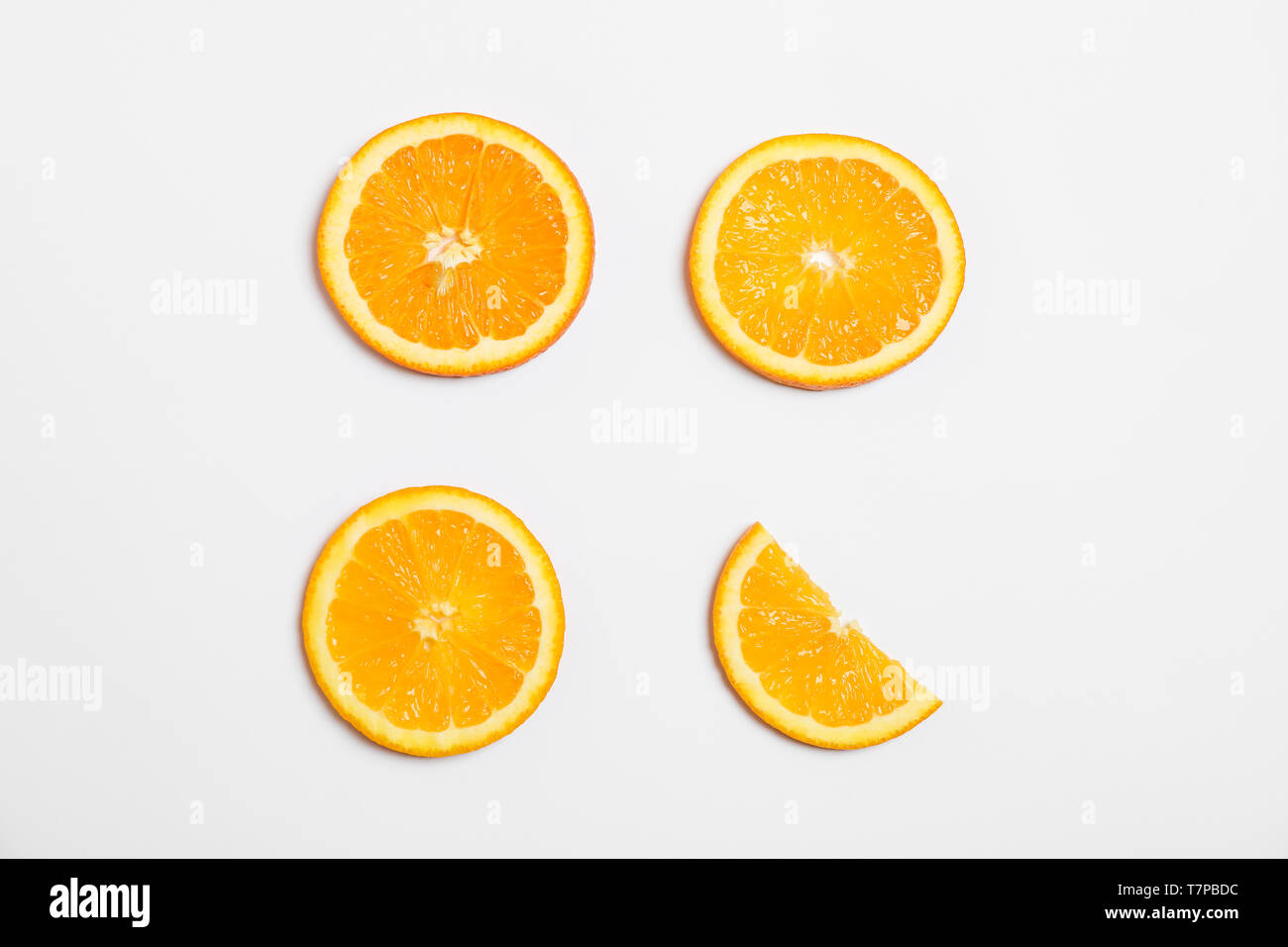 Flat lay composition with oranges on white background. Top view Stock ...
