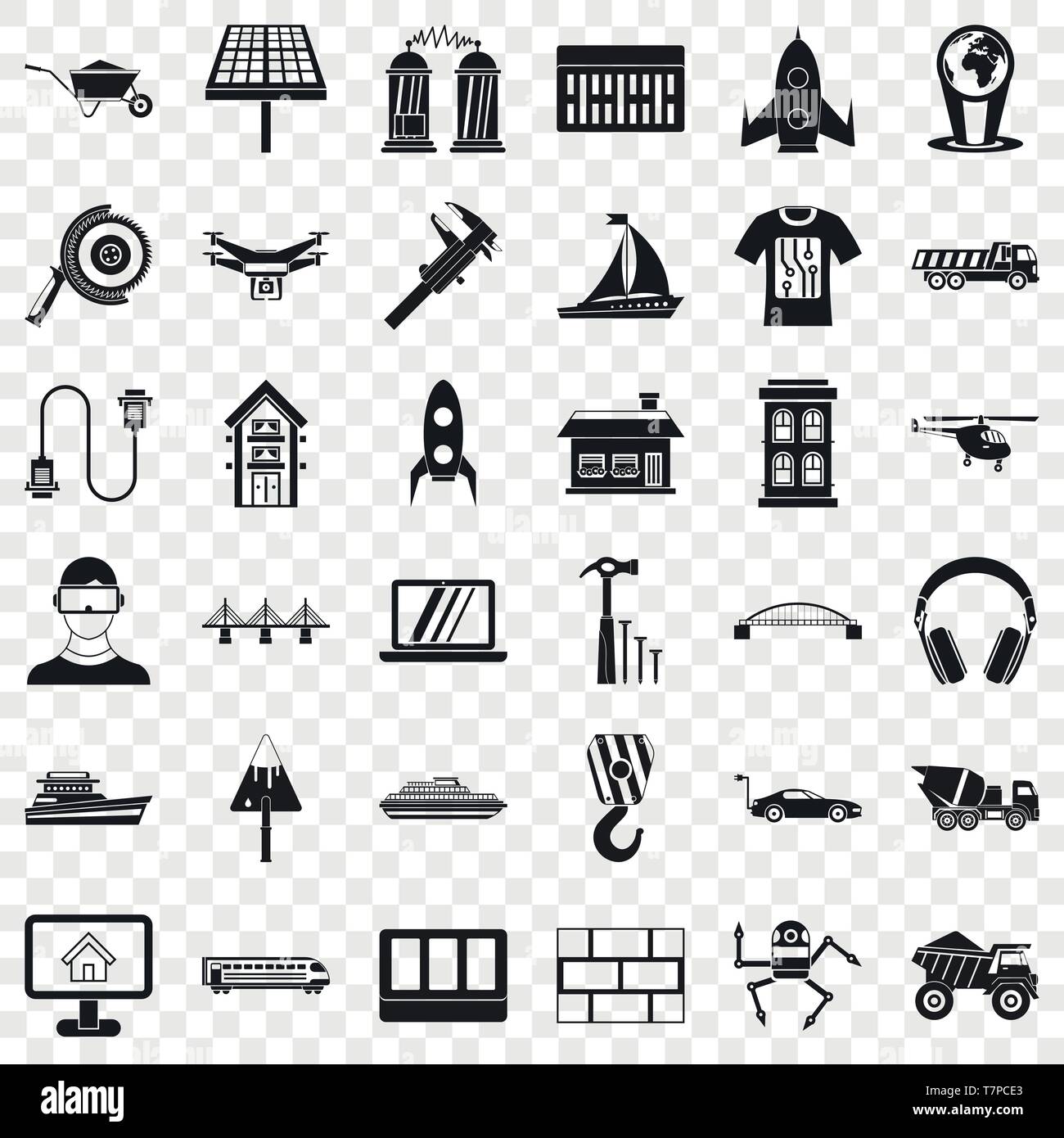 Engineering in industry icons set, simple style Stock Vector Image ...