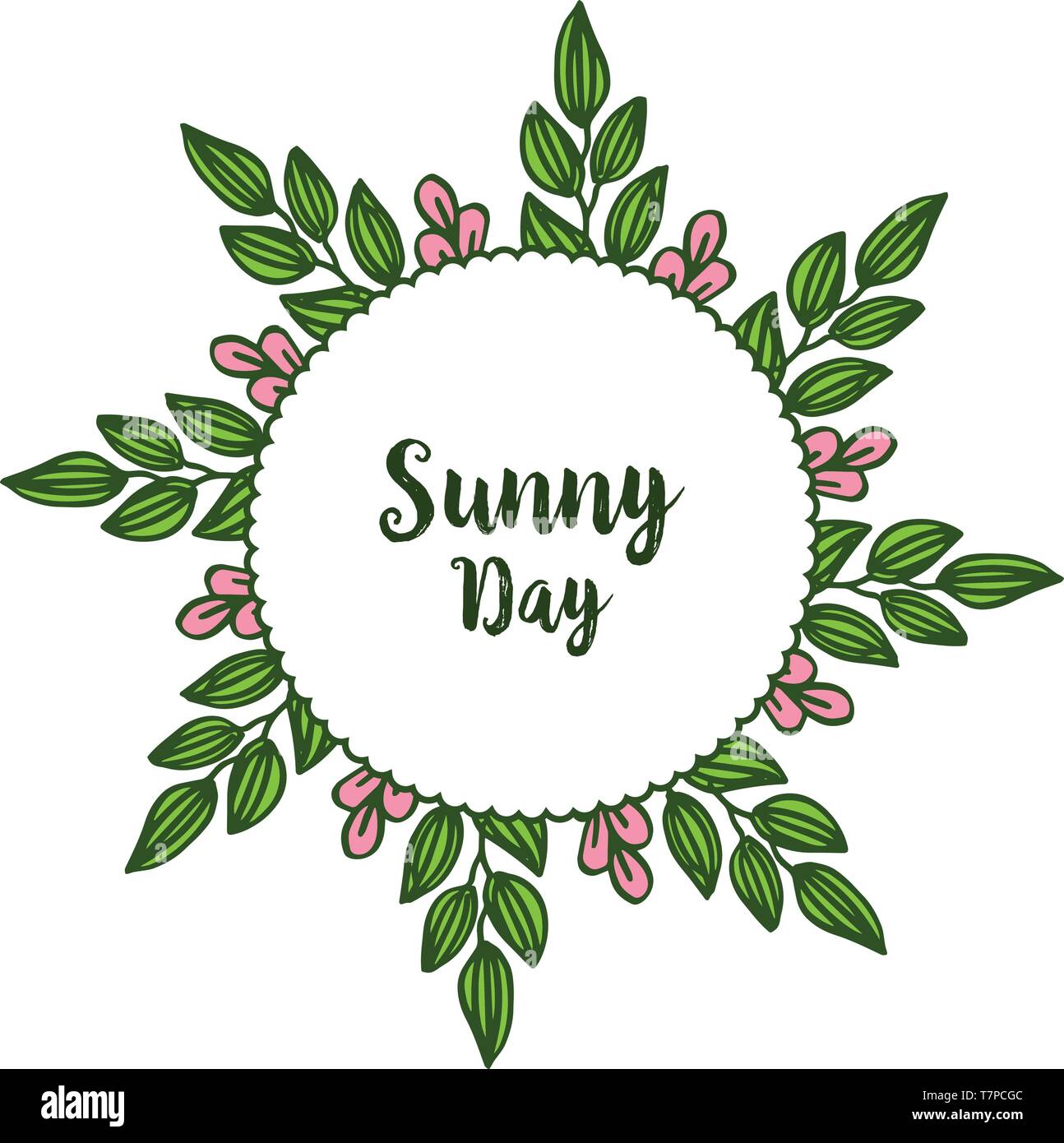 Vector illustration decoration sunny day for leaf flower frame hand ...