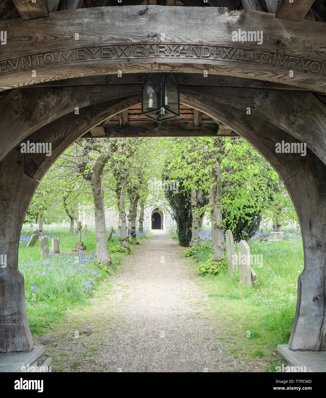 The lychgate of St Mary and St Peter in Kelsale, Suffolk, designed by ...
