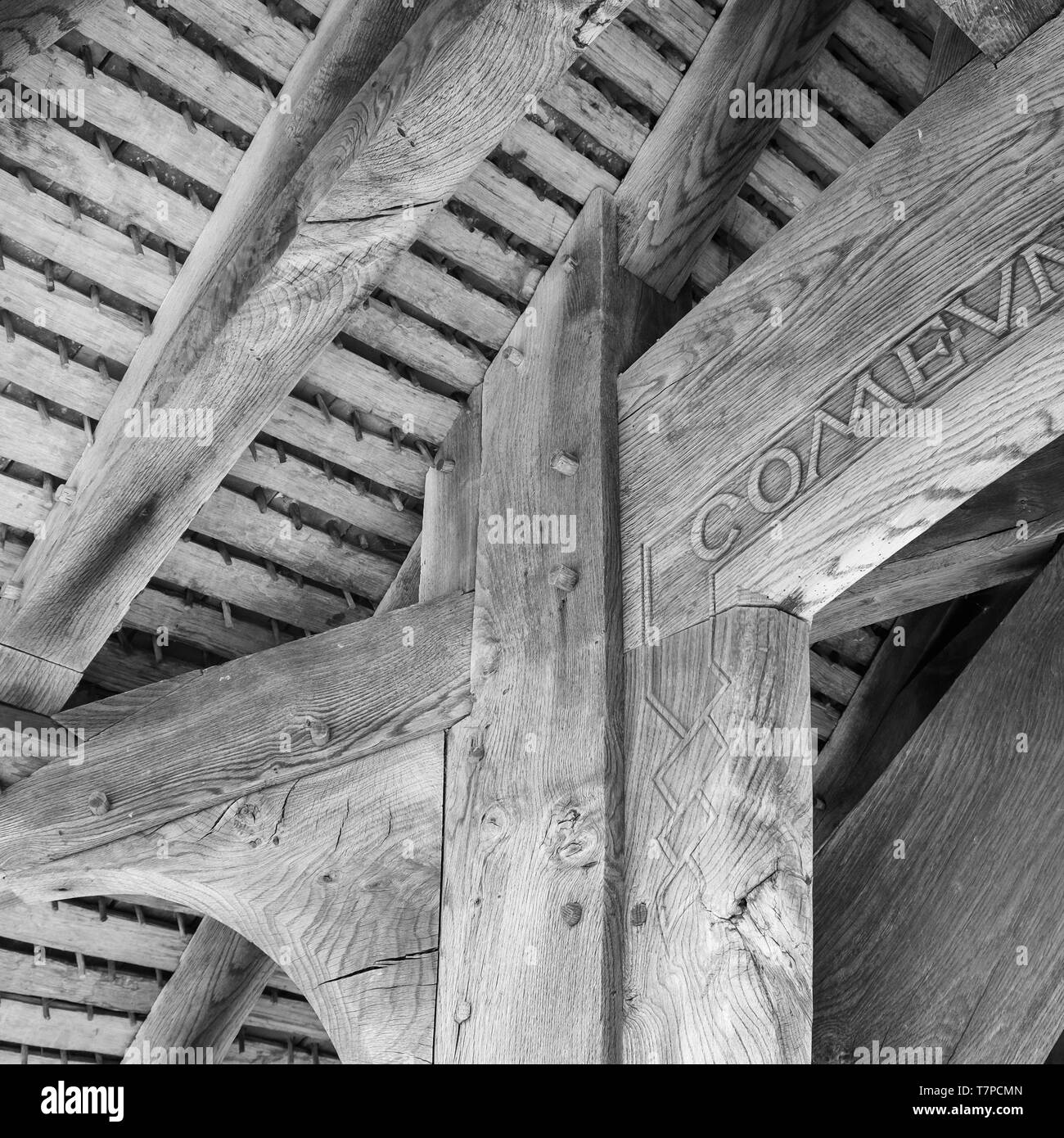 The lychgate of St Mary and St Peter in Kelsale, Suffolk, designed by ...