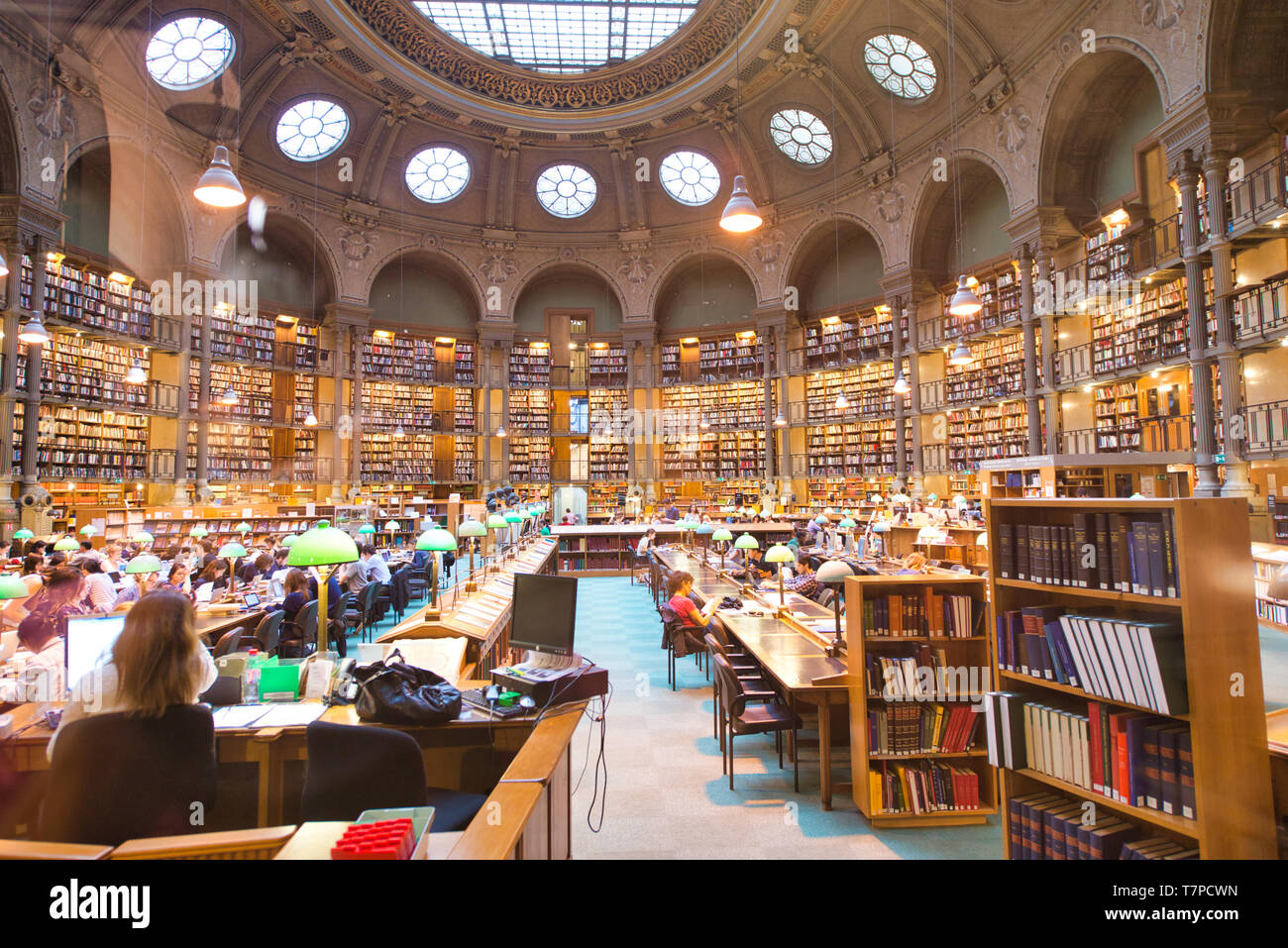 PARIS - JUNE 2014: Old interior of the French National Library in ...