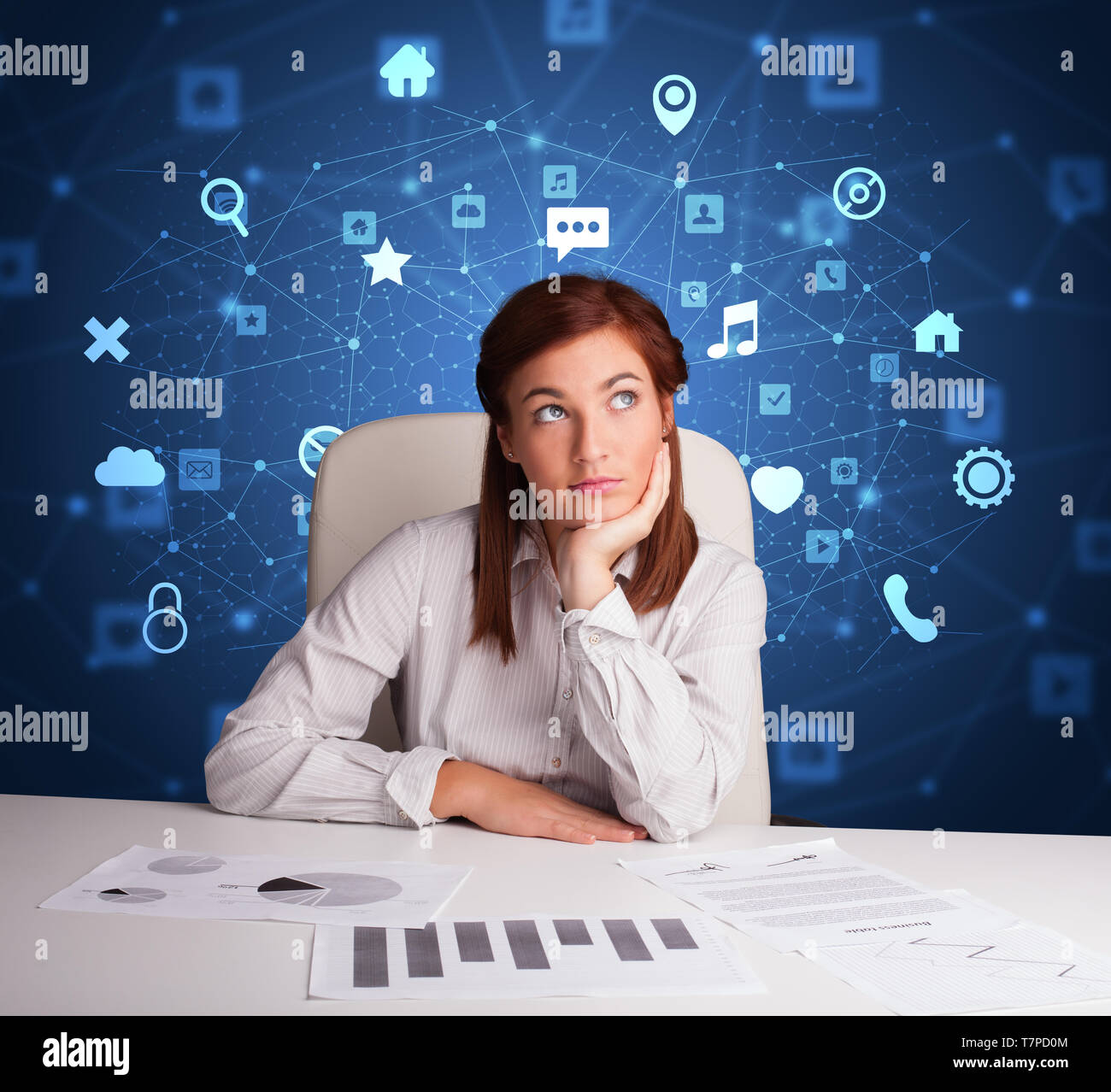 Secretary work with office and multitask concept Stock Photo - Alamy