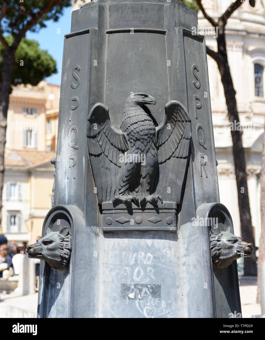 A light pole with the Roman symbols, the eagle and the wolf, in Rome ...