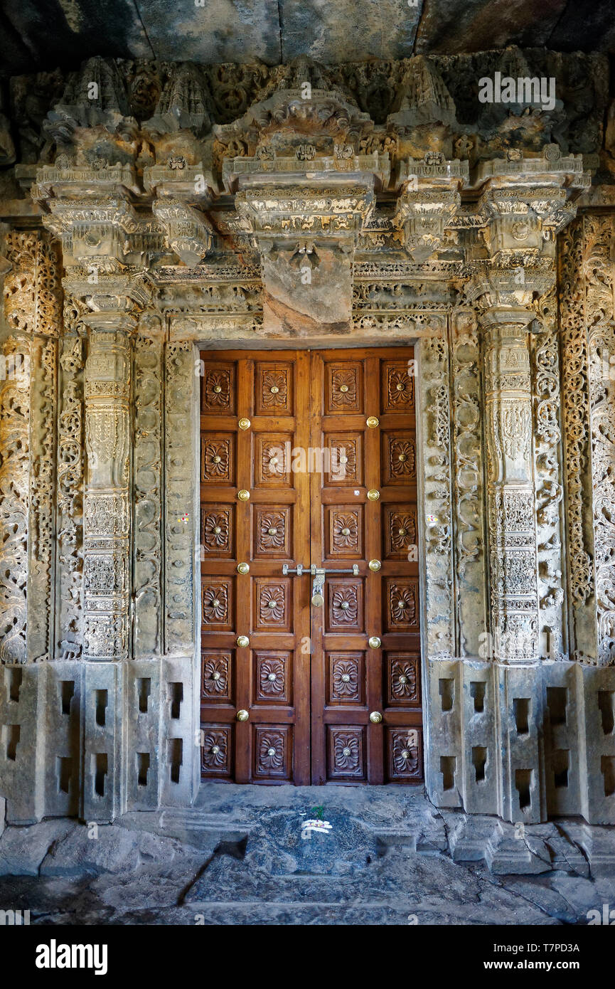 Elaborately decorated doorjamb and lintel of lateral entrance into ...