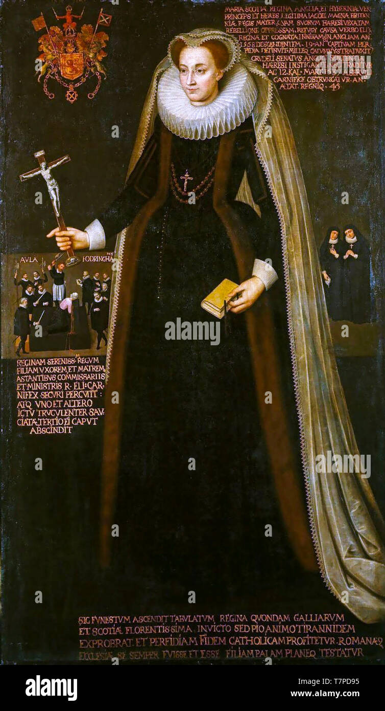 A posthumous portrait of Mary, Queen of Scots when imprisoned, painting ...