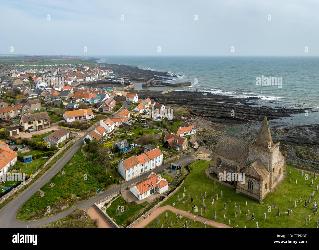 An aerial view of St Monans town on the Fife coast, Scotland Stock ...