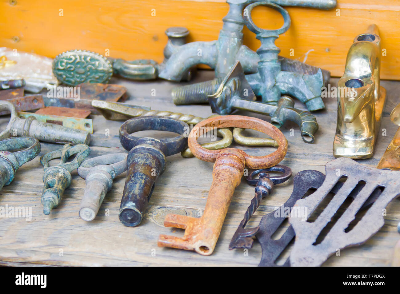 Antique antique keys to the lock Stock Photo - Alamy