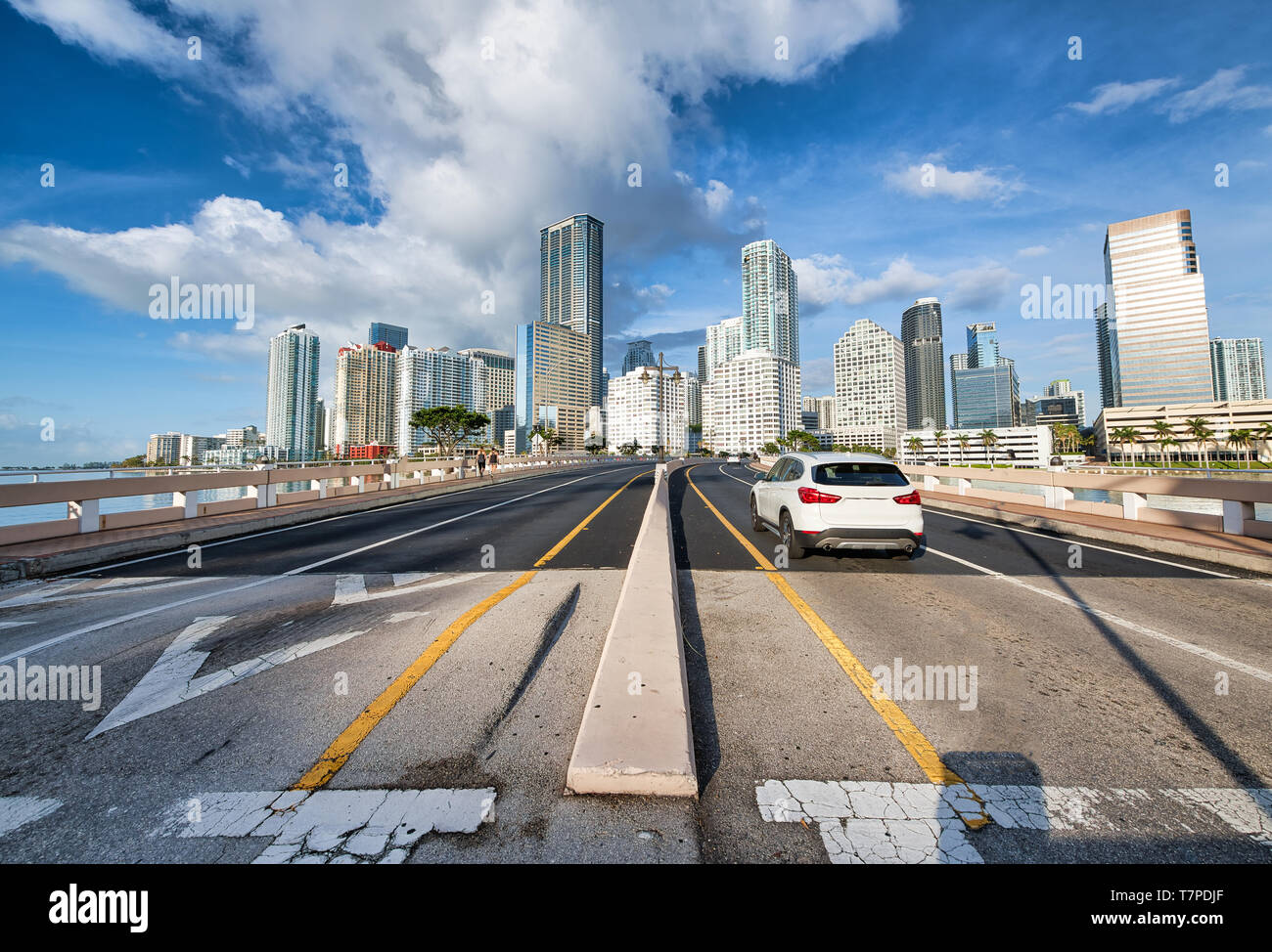 Road to Downtown Miami from Brickell Key Drive Stock Photo - Alamy