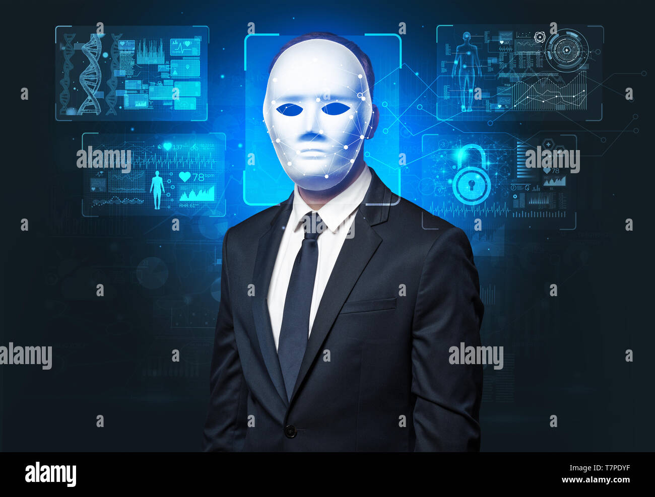 Biometric verification - young man face recognition Stock Photo - Alamy