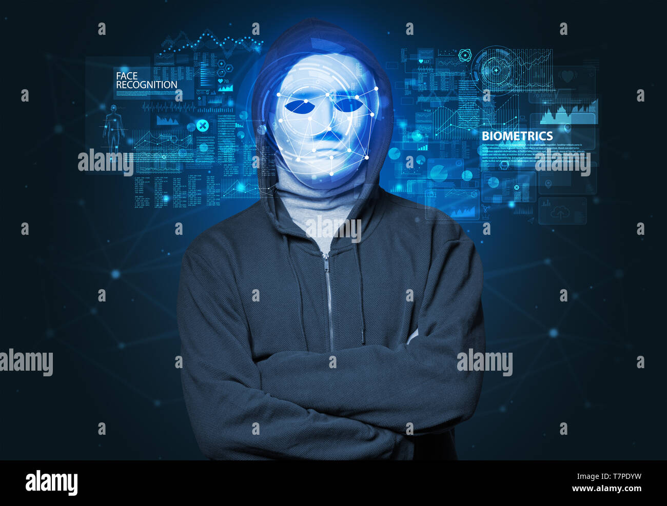 Biometric verification - young man face recognition concept Stock Photo ...
