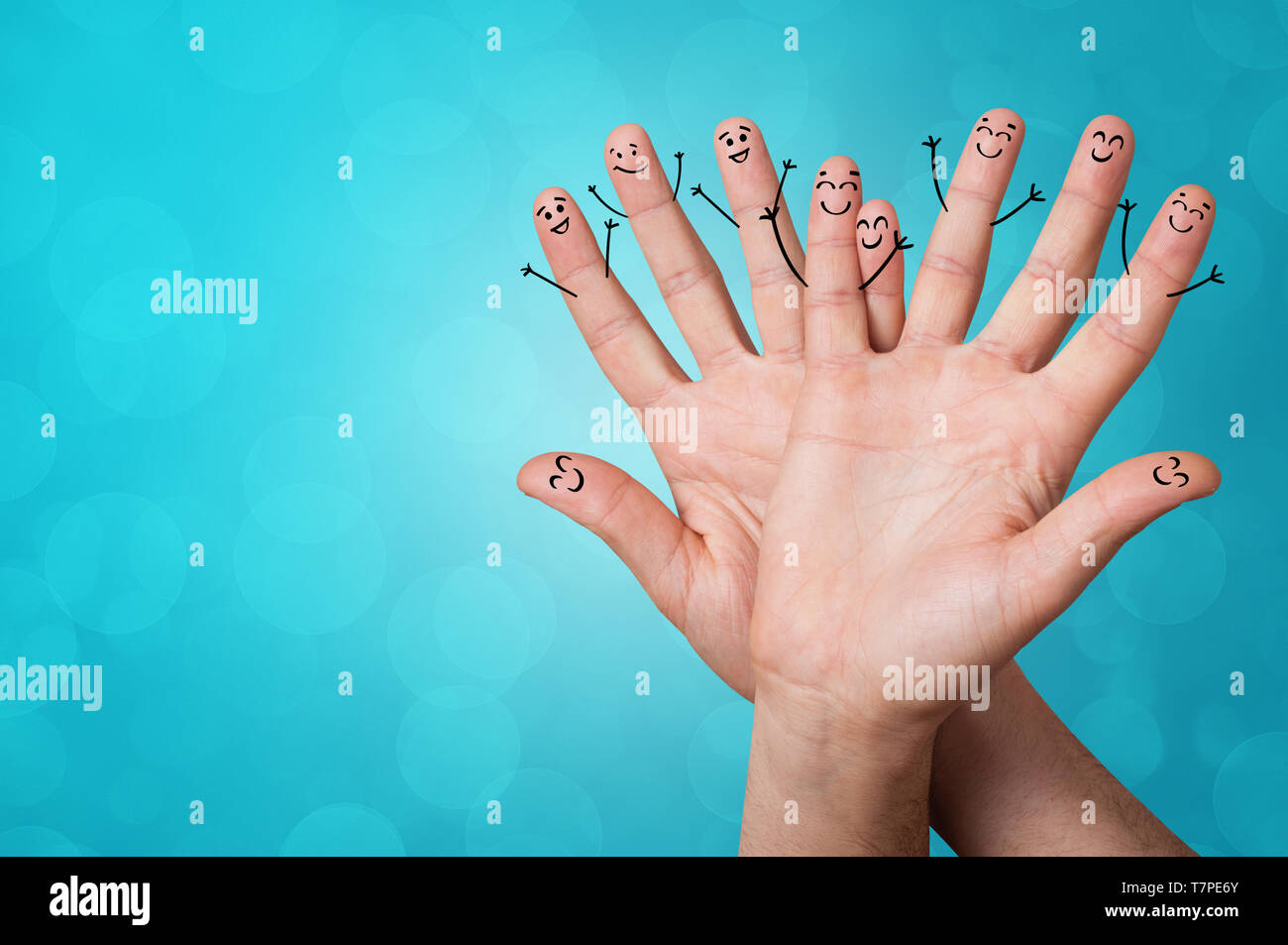 Joyful fingers smiling with colorful background concept Stock Photo - Alamy