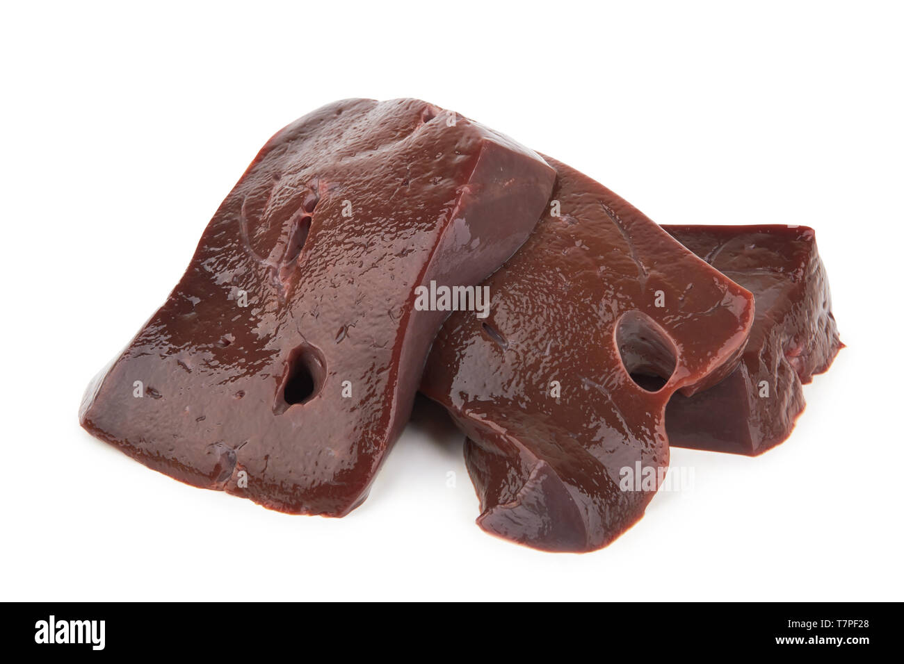Raw liver fillet on а white background Stock Photo - Alamy