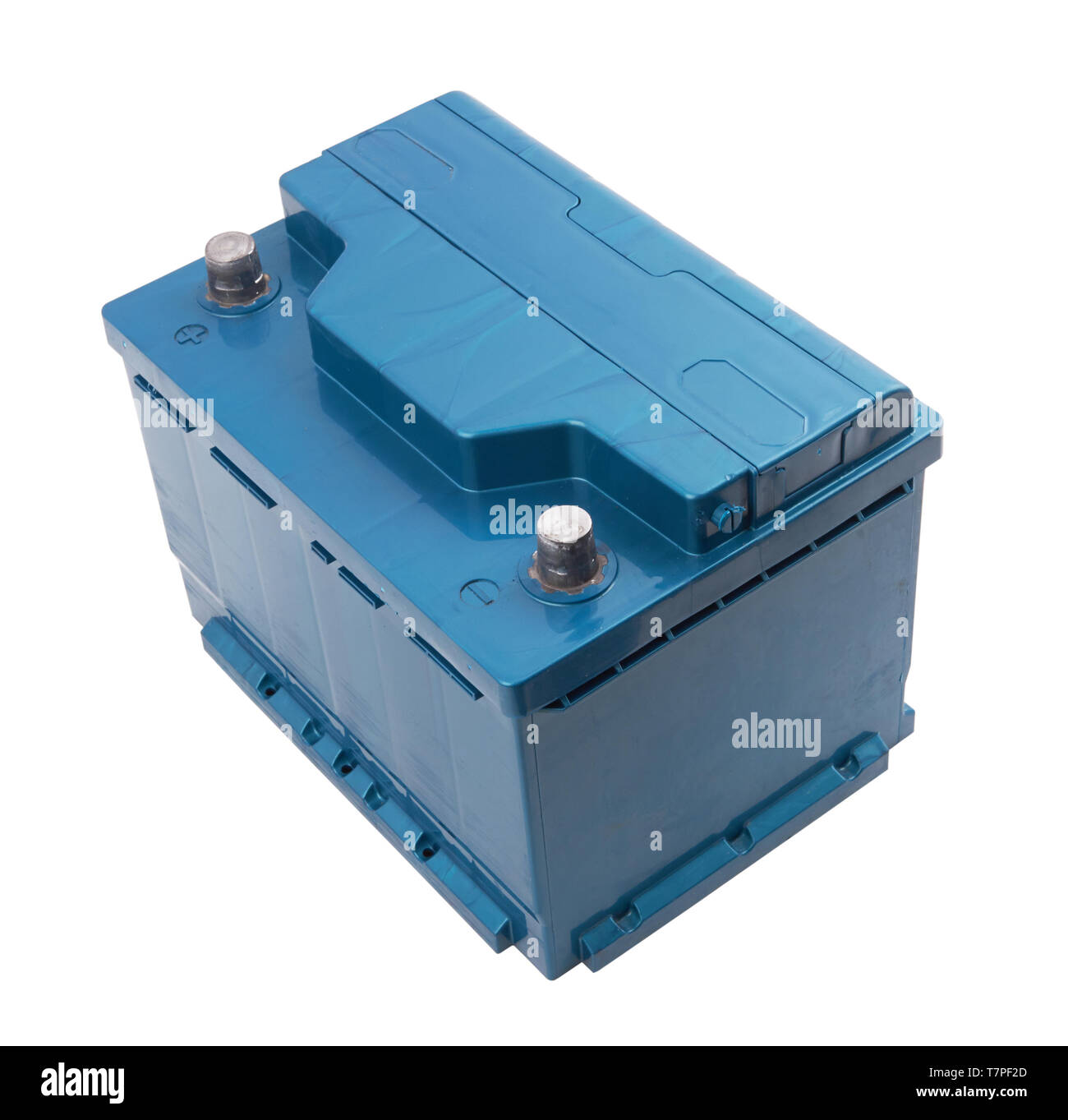Generic blue car battery isolated on white background Stock Photo - Alamy