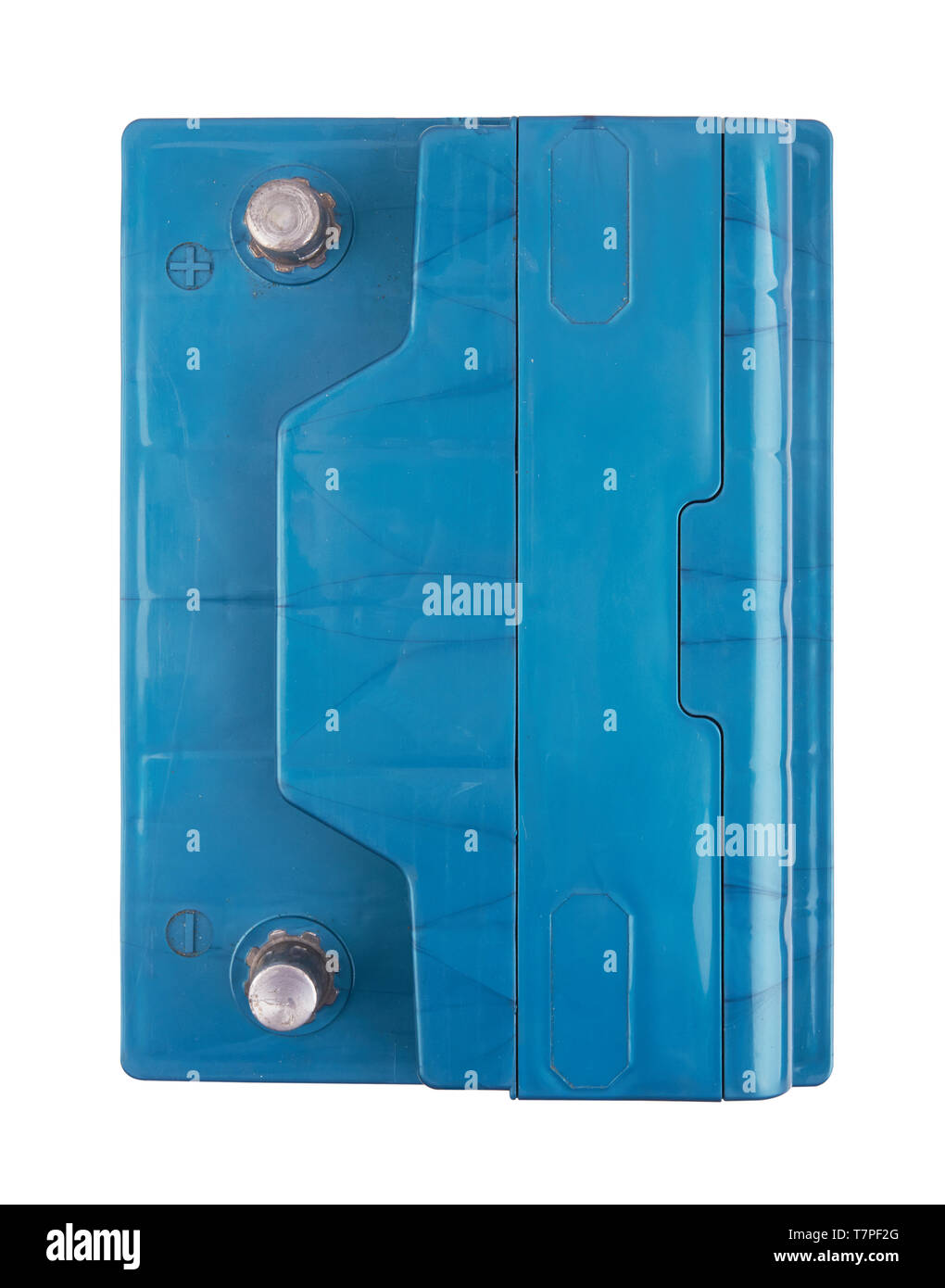 Generic blue car battery isolated on white background Stock Photo - Alamy