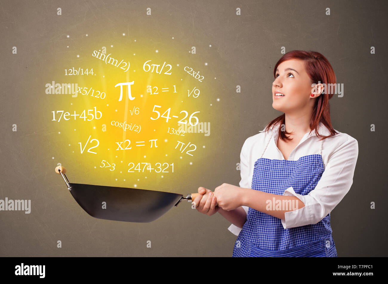 Person cooking numbers and mathematical staffs Stock Photo - Alamy
